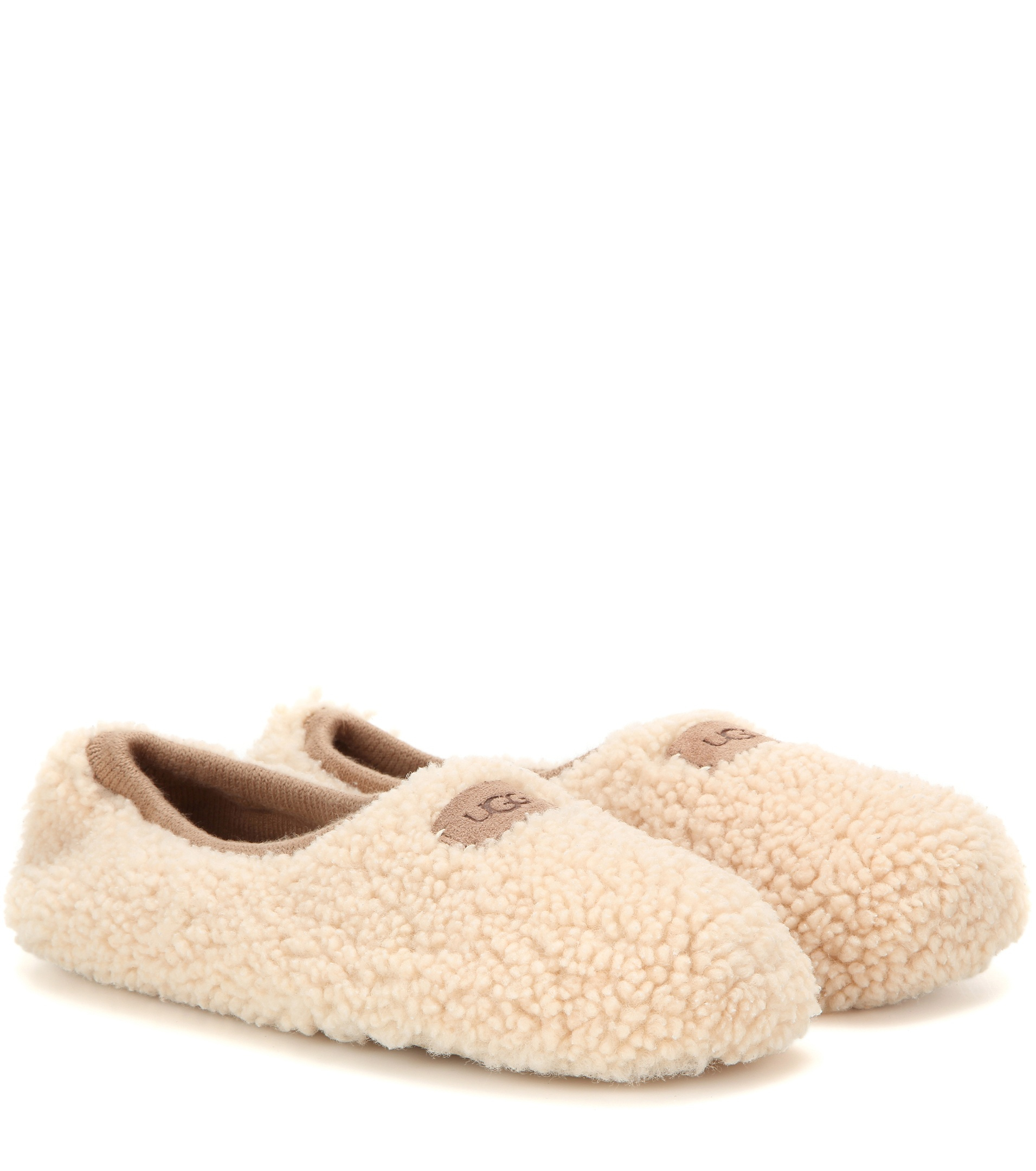 Ugg Birche Fur Ballerina Slippers in Natural | Lyst