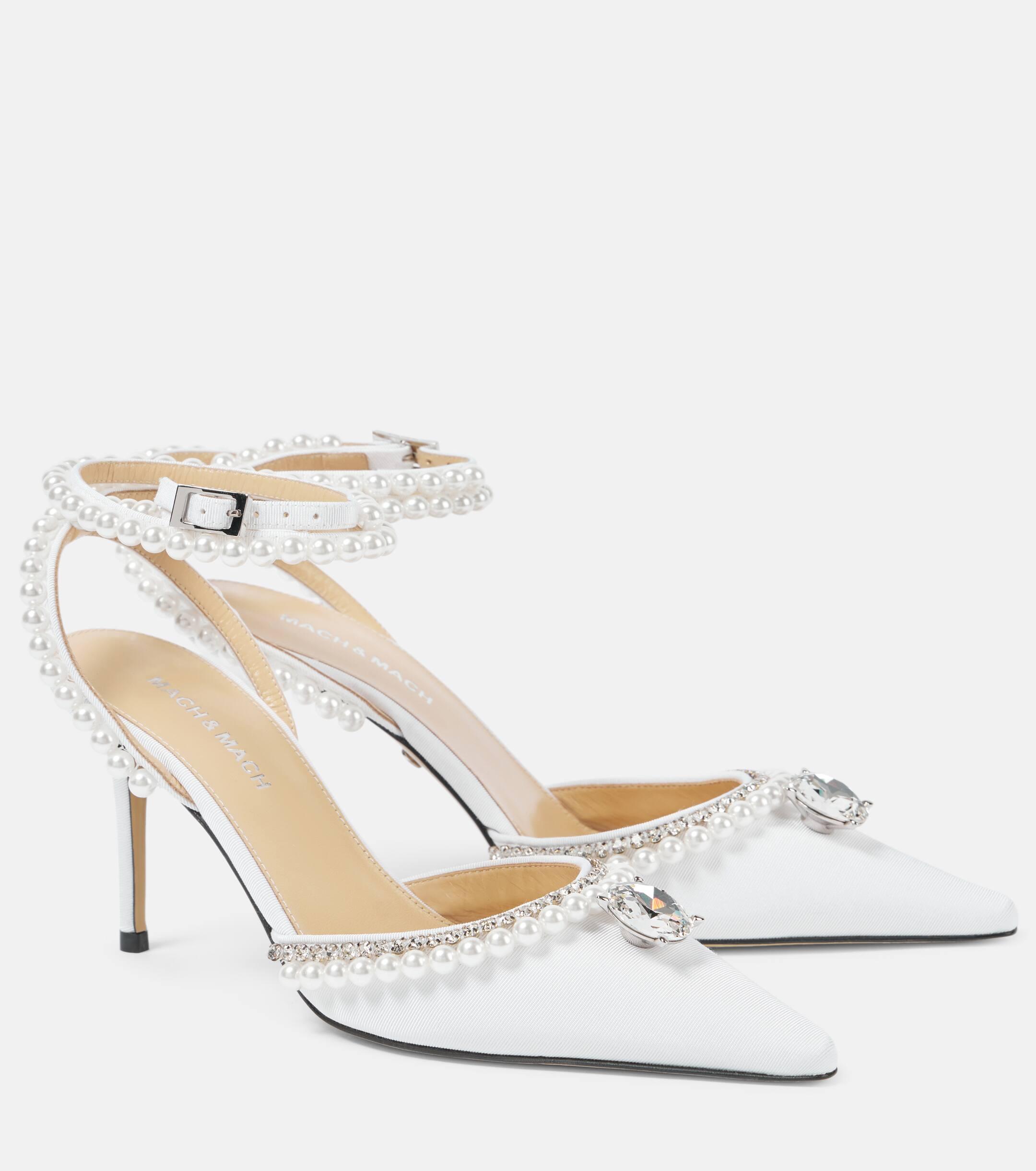 Mach & Mach Diamond Of Elizabeth Satin Pumps in Metallic | Lyst UK