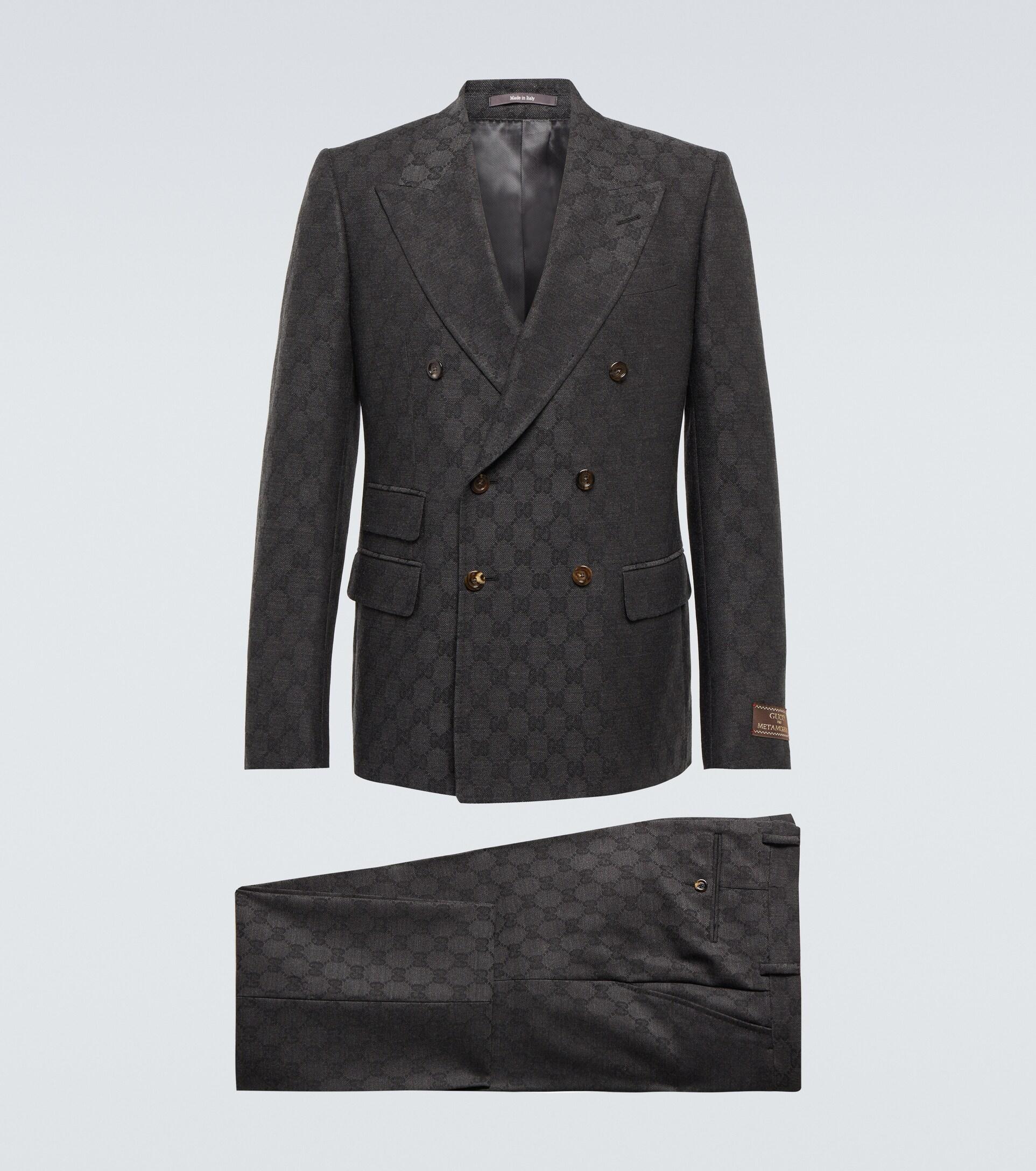 Gucci GG Jacquard Wool Suit in Black for Men | Lyst