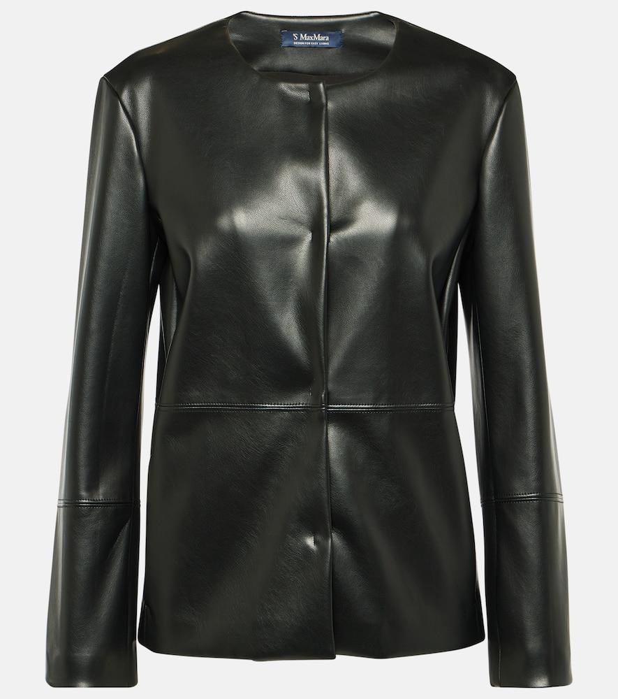 Max Mara Festoso Faux Leather Jacket in Black | Lyst
