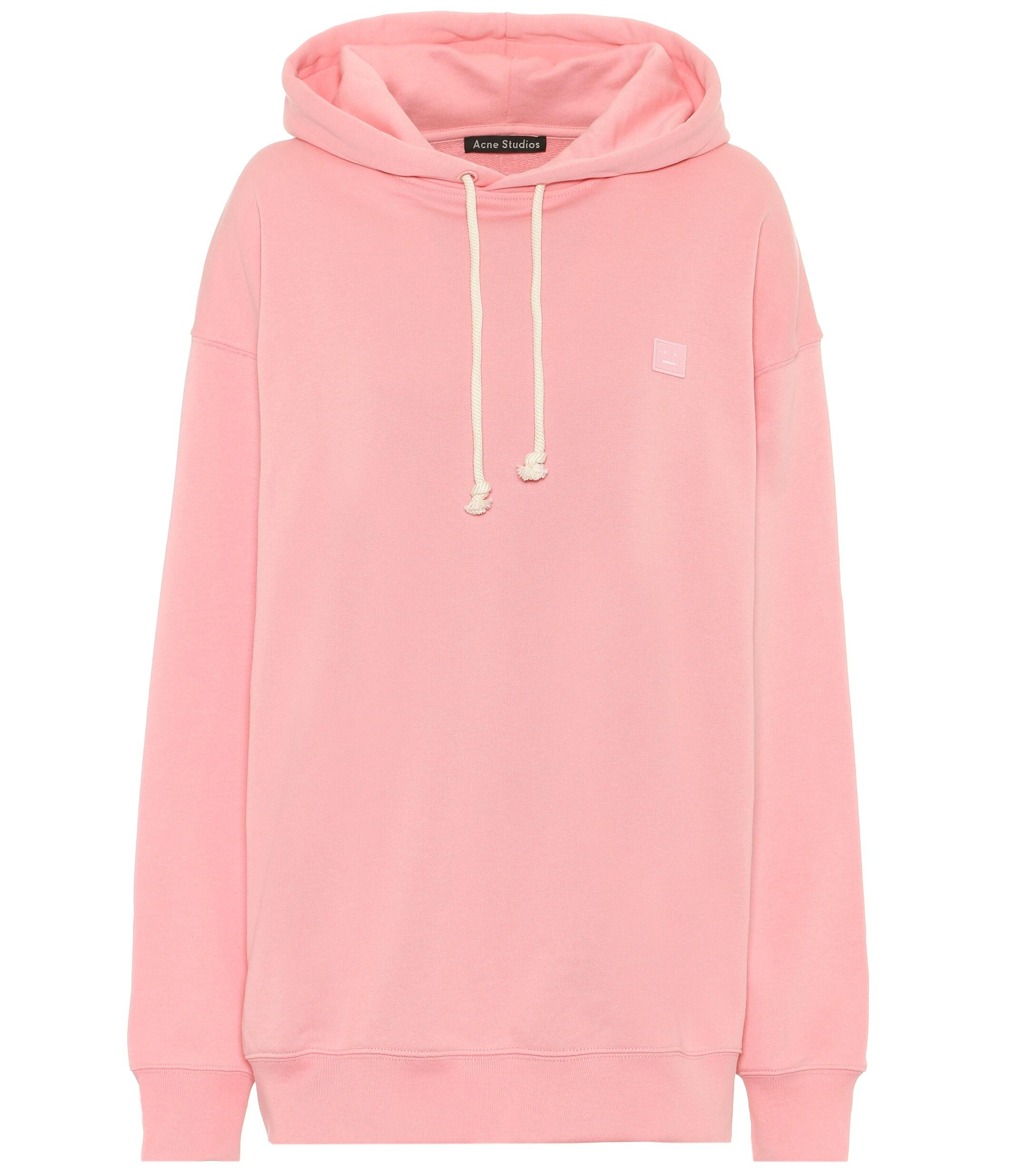 acne-studios-face-cotton-hoodie-in-pink-lyst