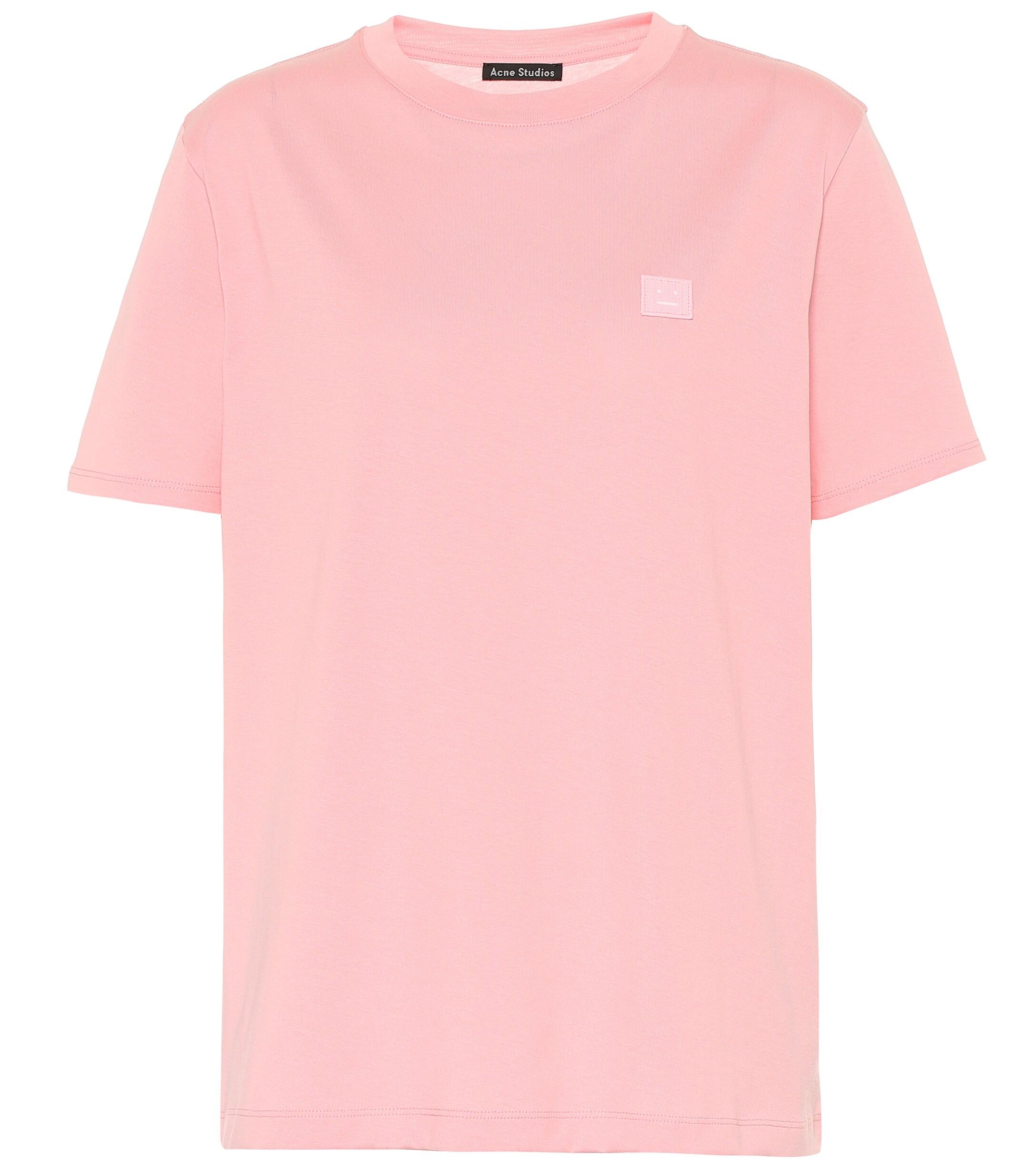 acne-studios-face-cotton-t-shirt-in-pink-lyst