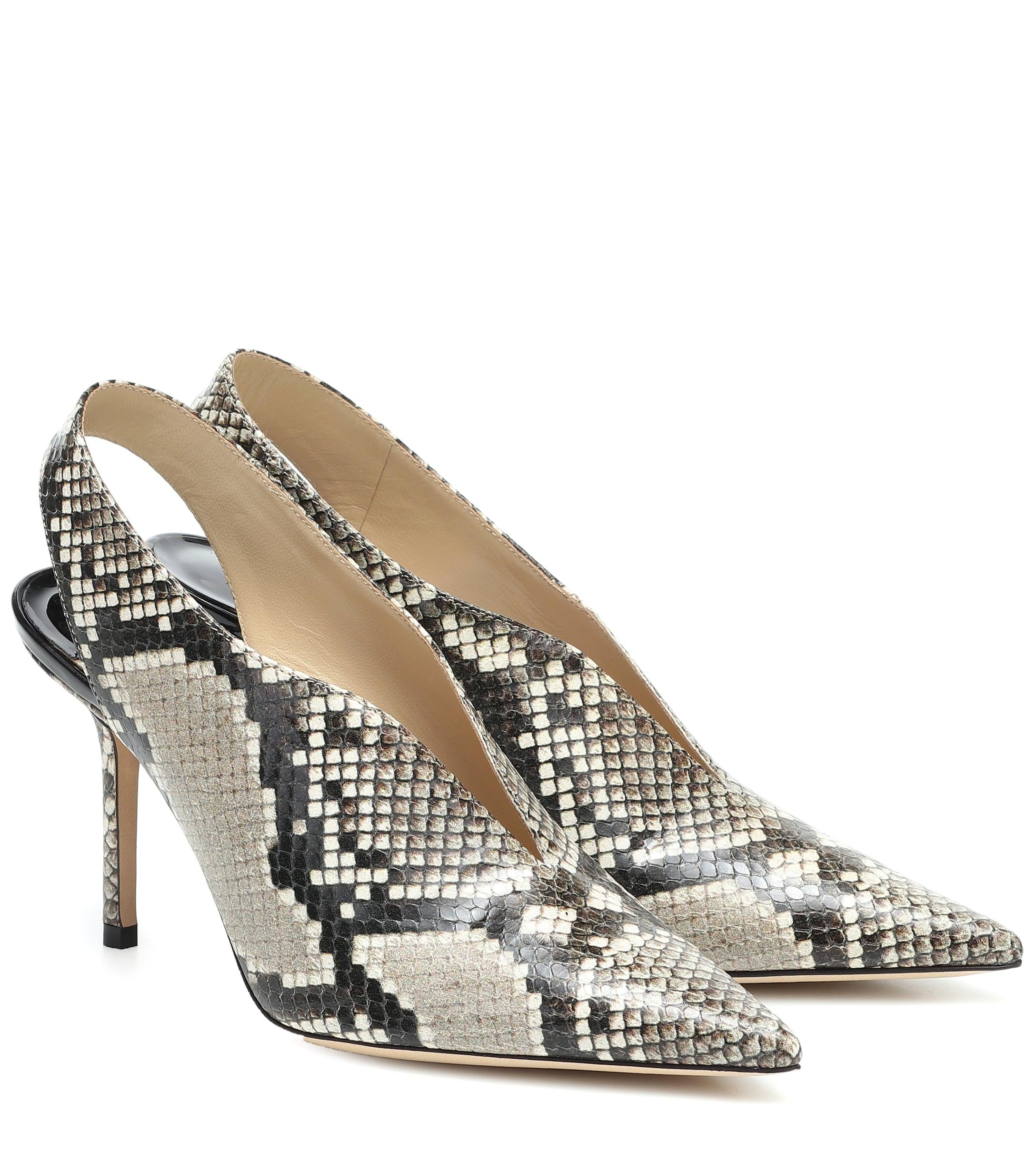Jimmy Choo Saise 85 Snake-print Leather V-cut Vamp Pumps in Beige ...