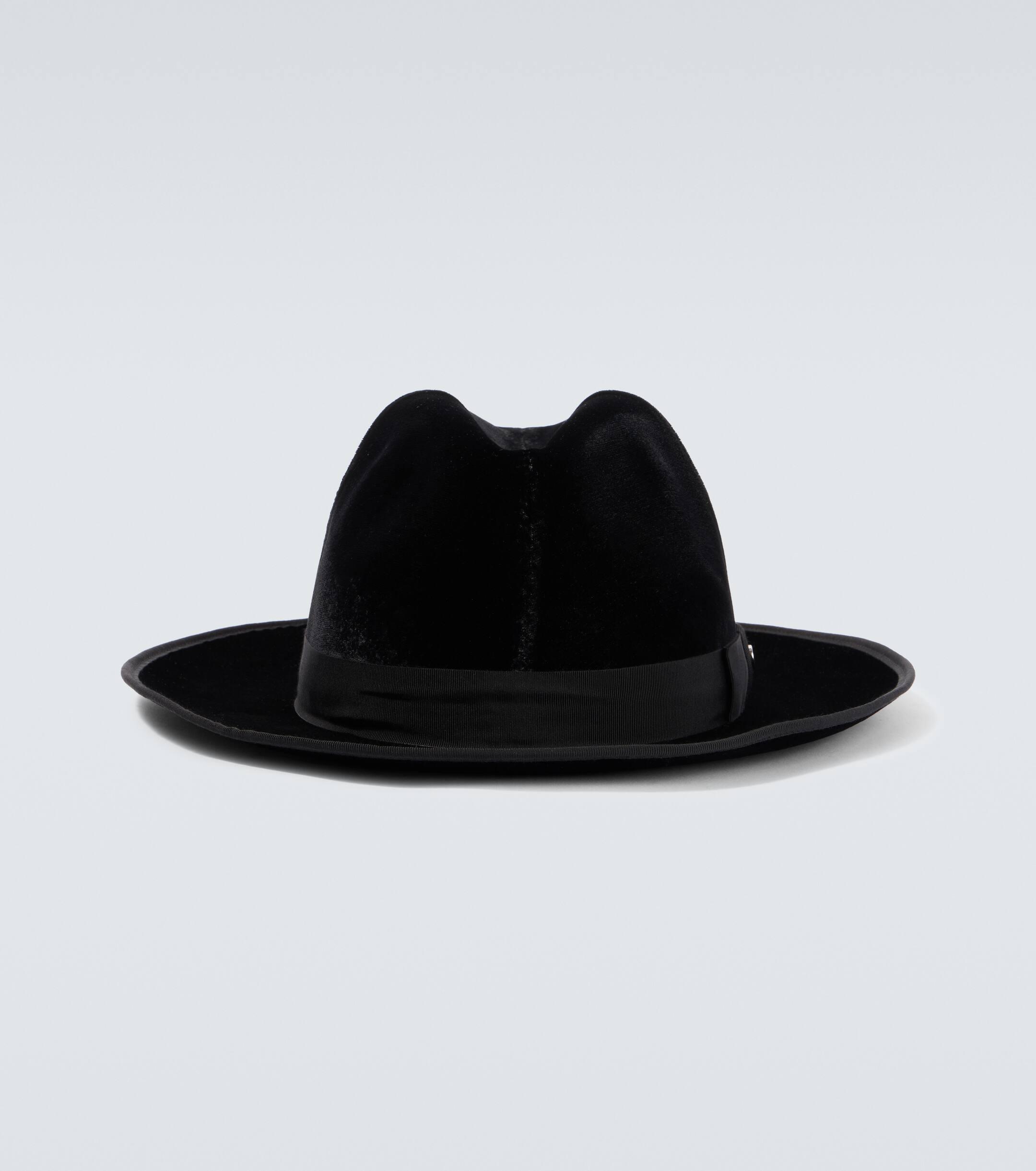 Giorgio Armani Velvet Fedora Hat in Black for Men | Lyst UK