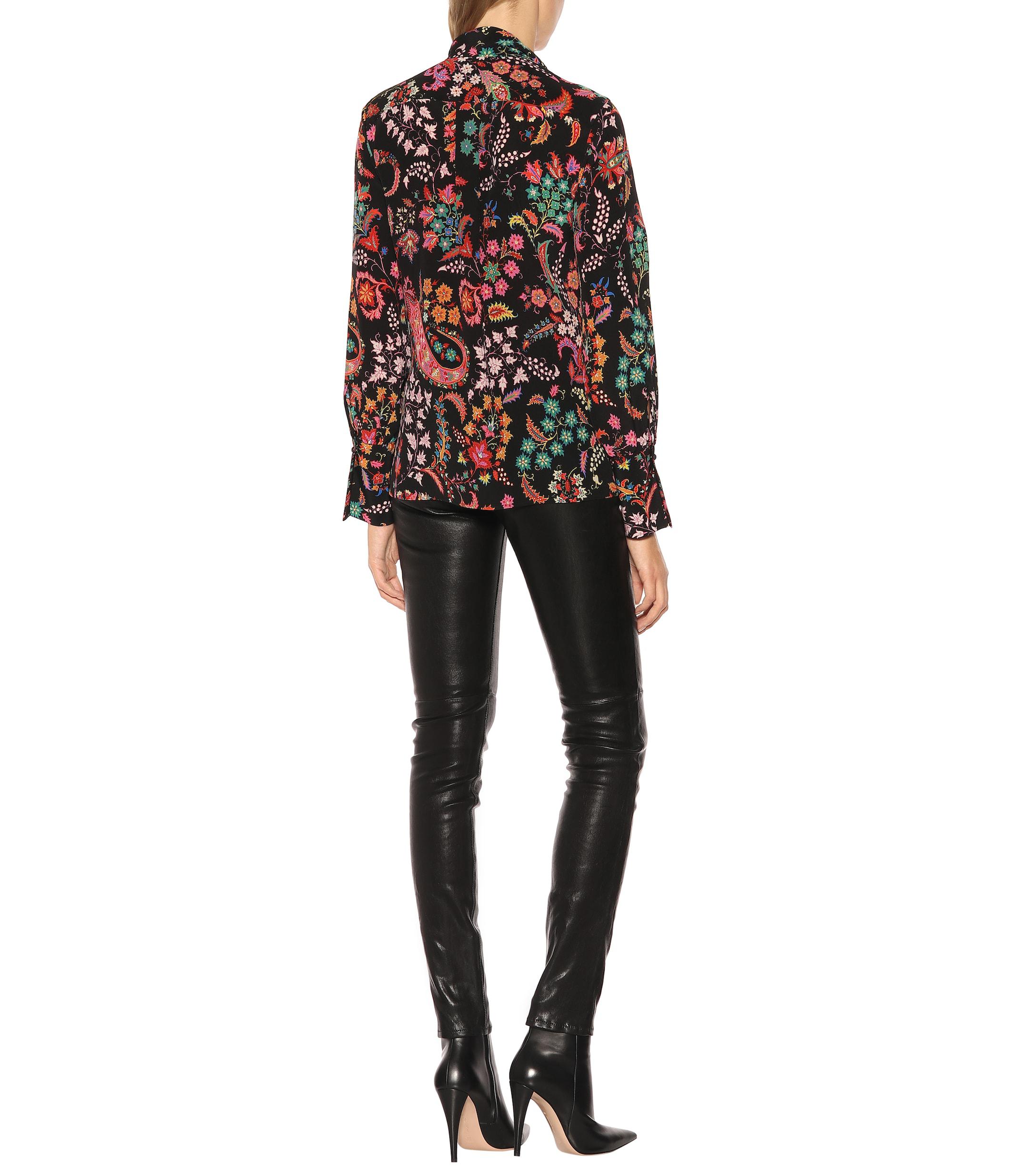 Etro Printed Silk Blouse in Black - Lyst