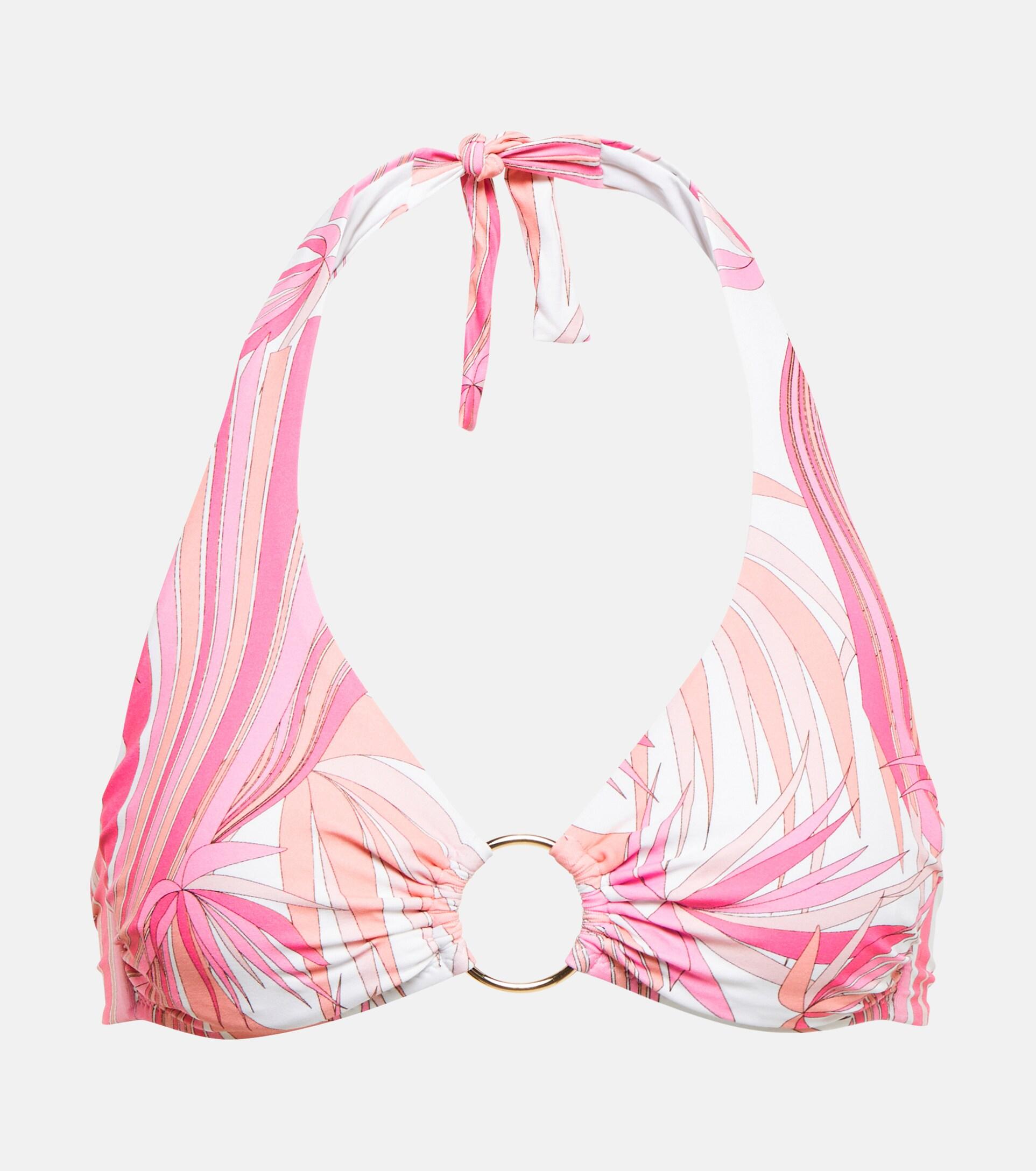 Melissa Odabash Brussels Printed Halterneck Bikini Top In Pink Lyst
