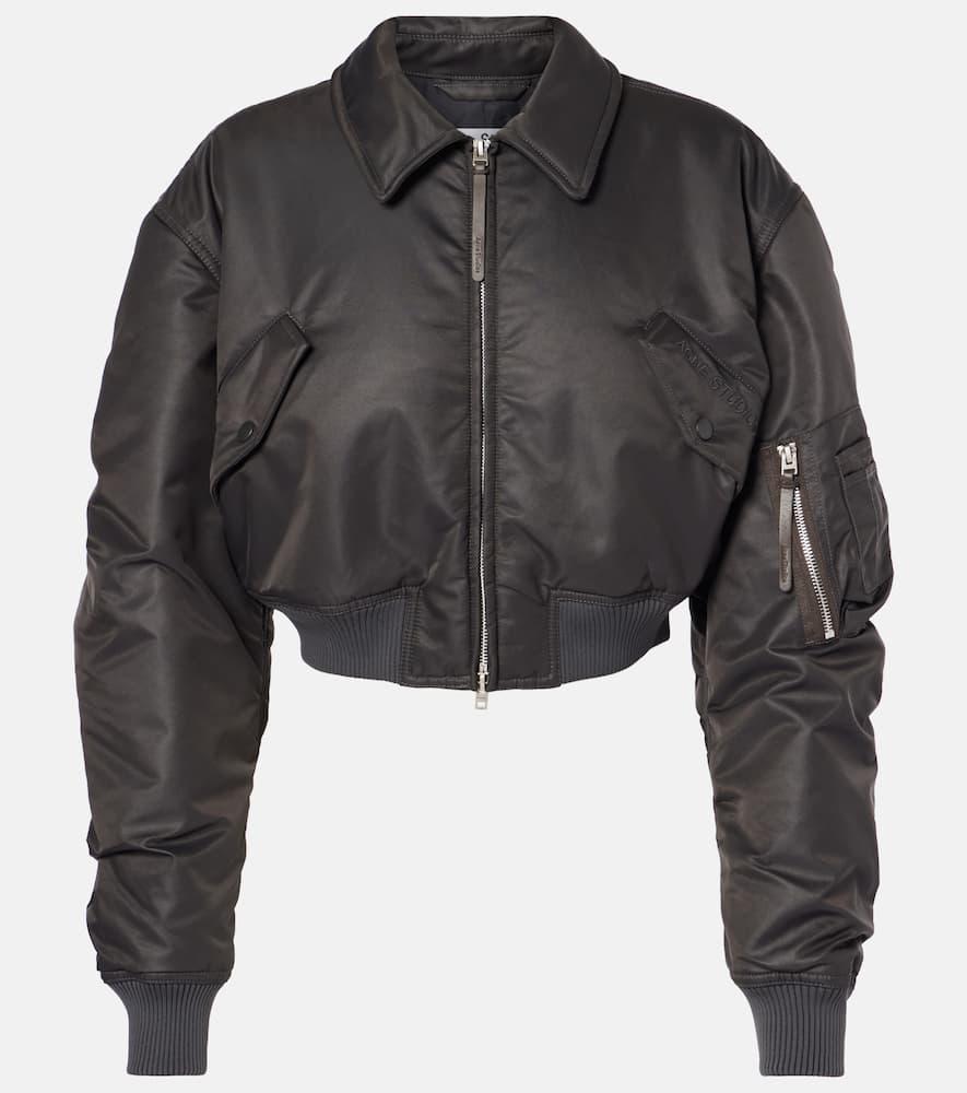 Acne Studios Cropped Bomber Jacket in Black | Lyst