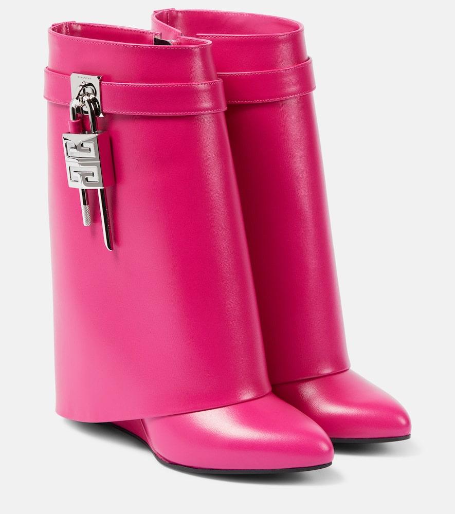 Givenchy Shark Lock Ankle Boots In Leather in Pink | Lyst