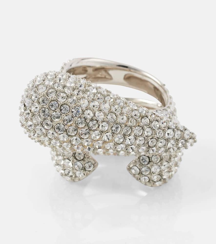 Givenchy Crystal-Embellished Brass Feline Ring in White | Lyst