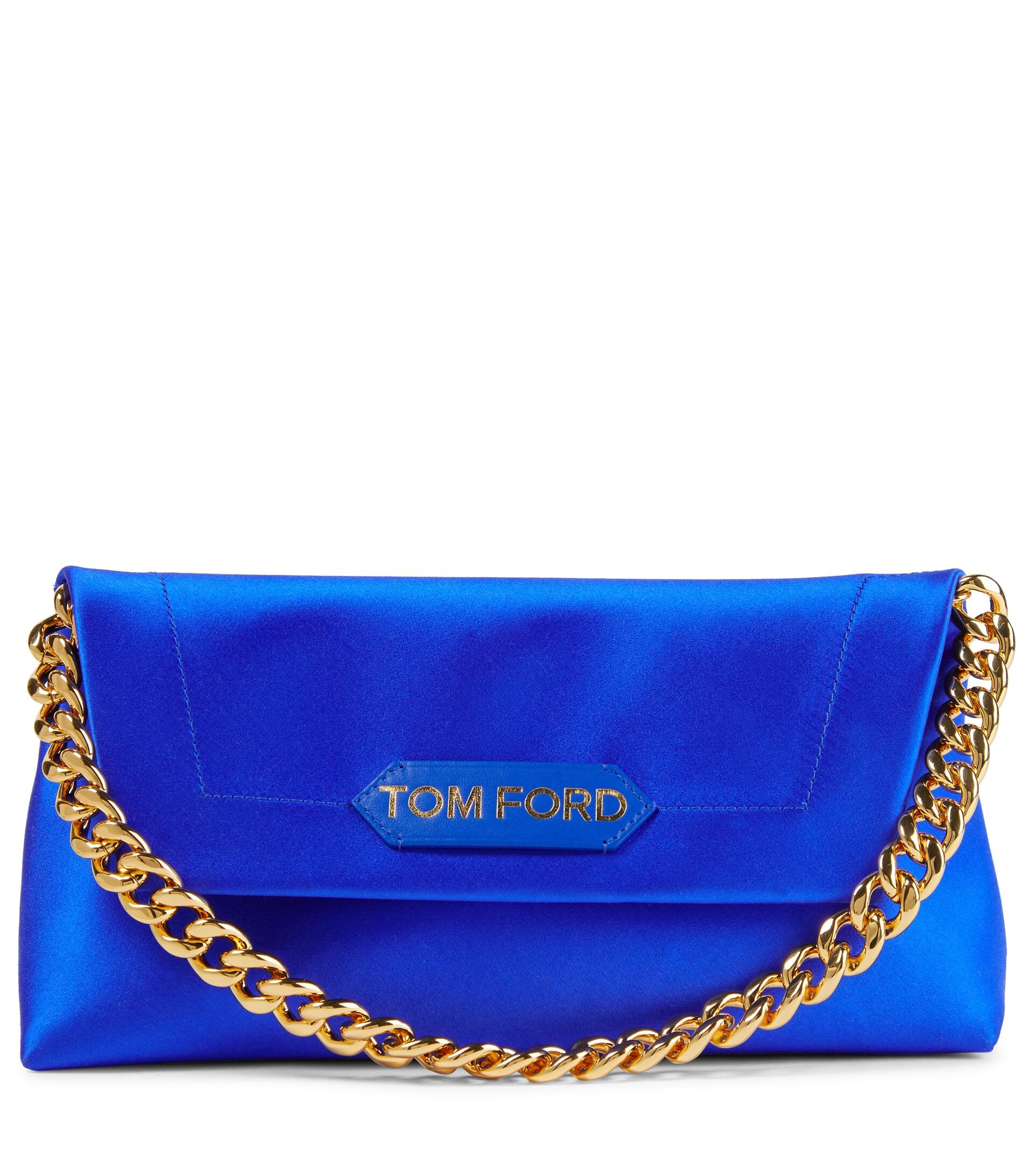 Tom Ford Label Mini Satin Shoulder Bag in Blue | Lyst