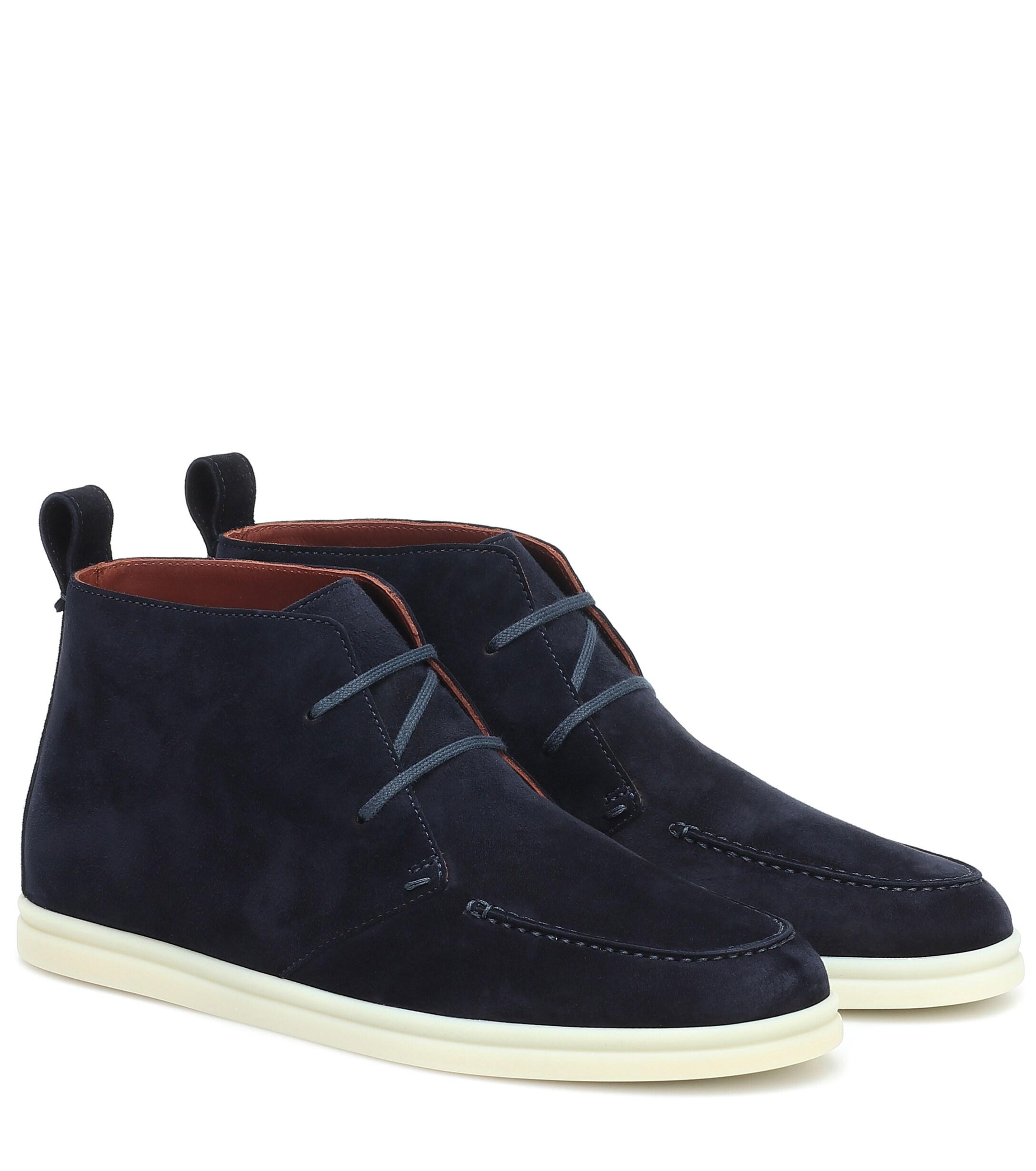 Loro Piana Namib Walk Suede Ankle Boots in Blue - Lyst