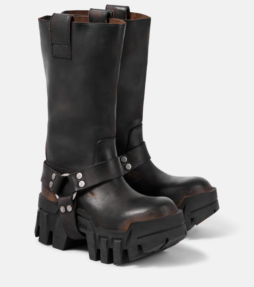 Balenciaga Bulldozer Harness Leather Biker Boots in Black | Lyst