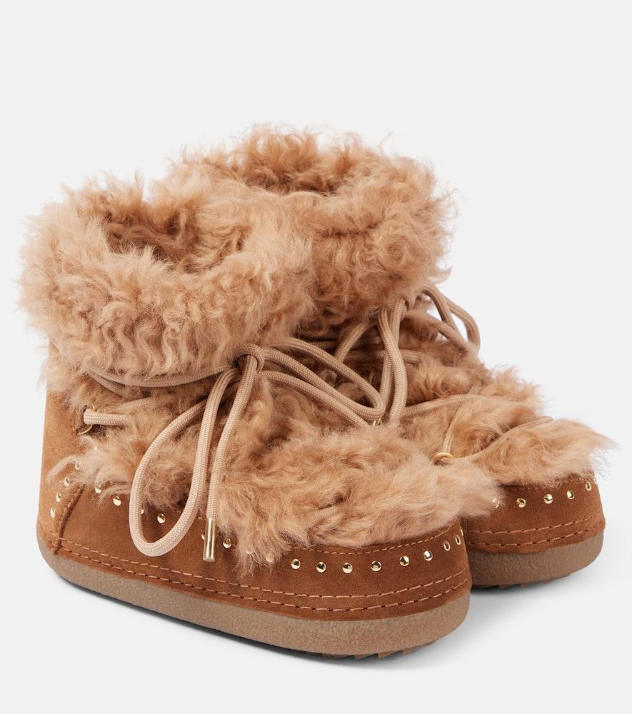 Inuikii Long Curly Shearling Boots in Brown | Lyst
