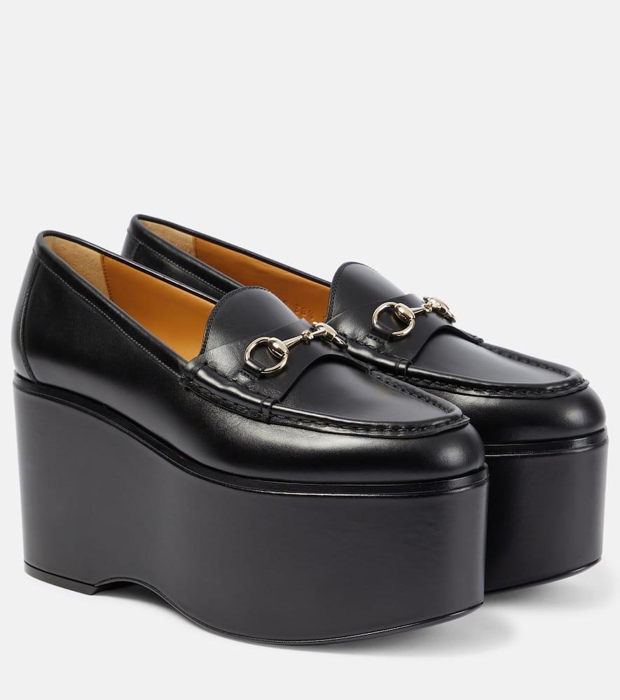 Gucci Horsebit Leather Platform Loafers in Black | Lyst