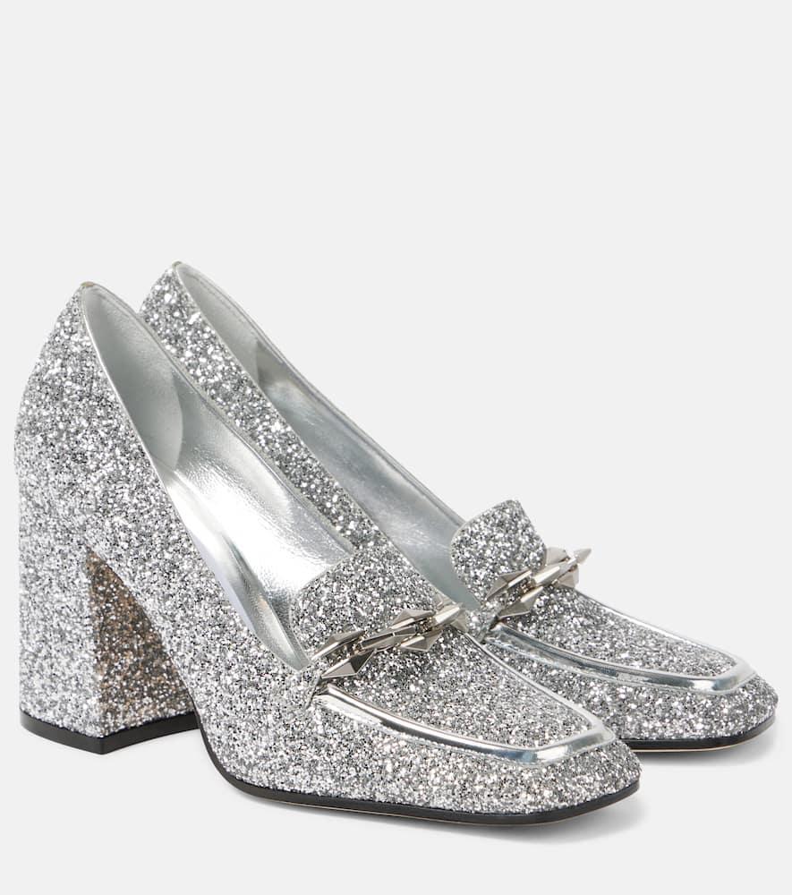Jimmy Choo Diamond Tilda 85 Glitter Loafer Pumps in Metallic | Lyst