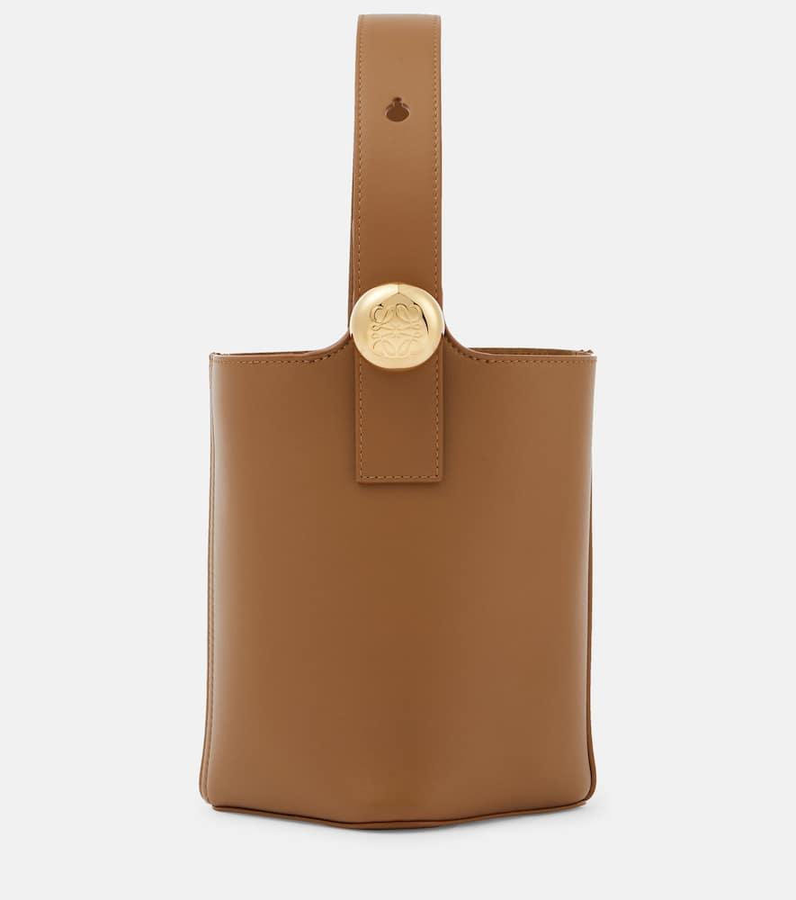 Loewe Pebble Mini Leather Bucket Bag in Brown | Lyst