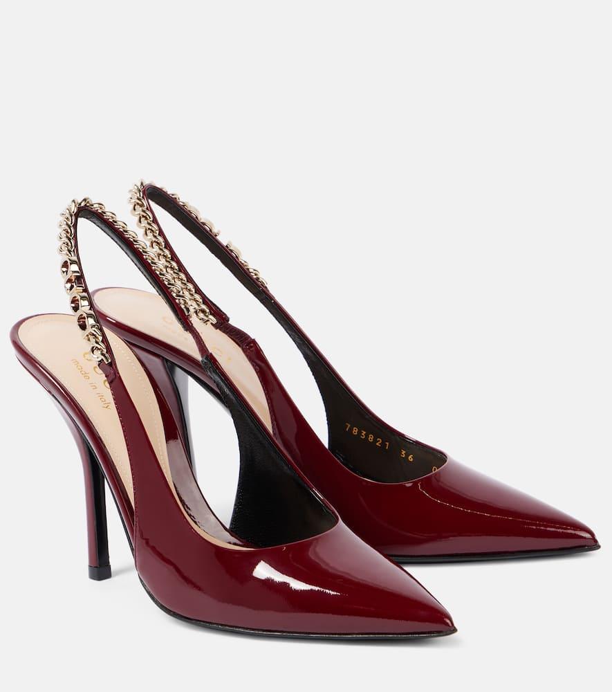 Gucci Signoria Patent Leather Slingback Pumps in Red | Lyst