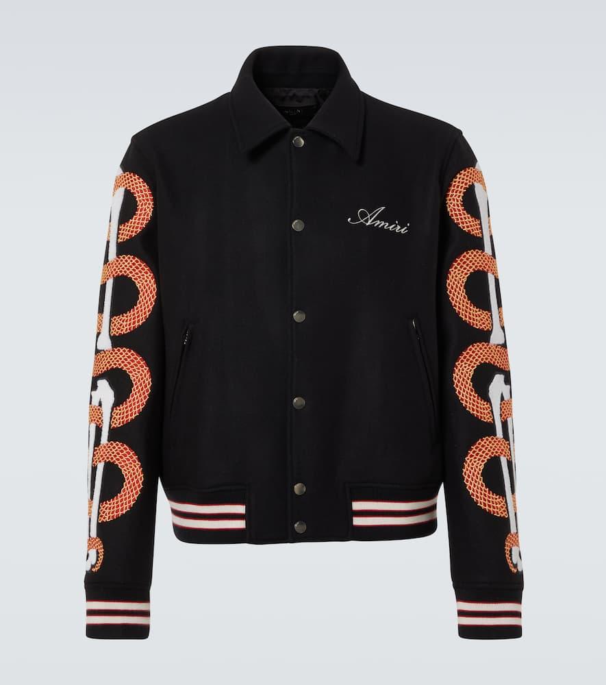 Amiri Snake Bones Wool-blend Varsity Jacket in Black for Men | Lyst
