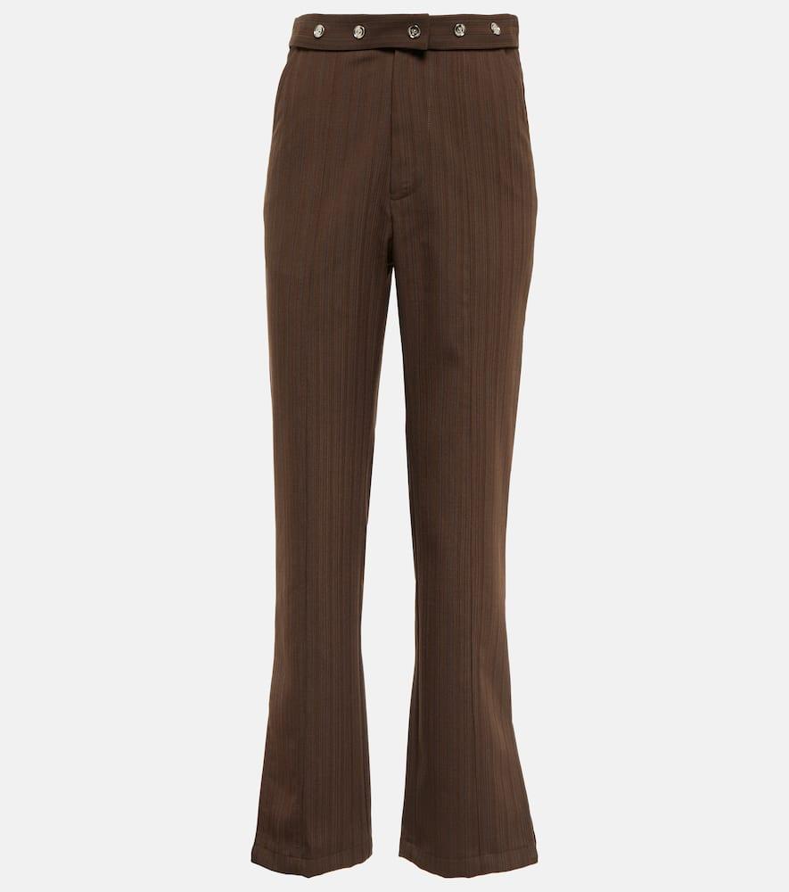 JACQUES WEI High-rise Split-hem Straight Pants in Brown | Lyst