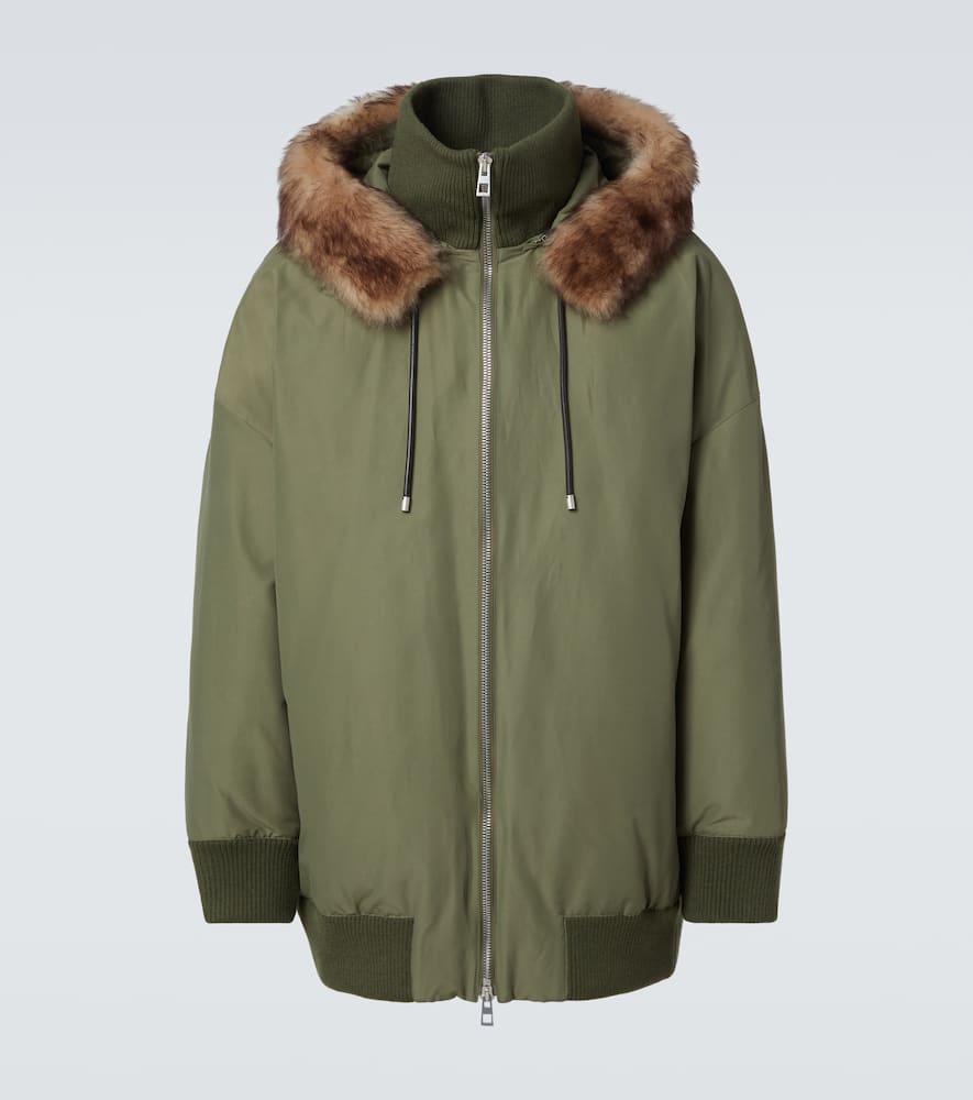 Loewe Shearling-Trimmed Technical Puffer Coat in Green for Men | Lyst