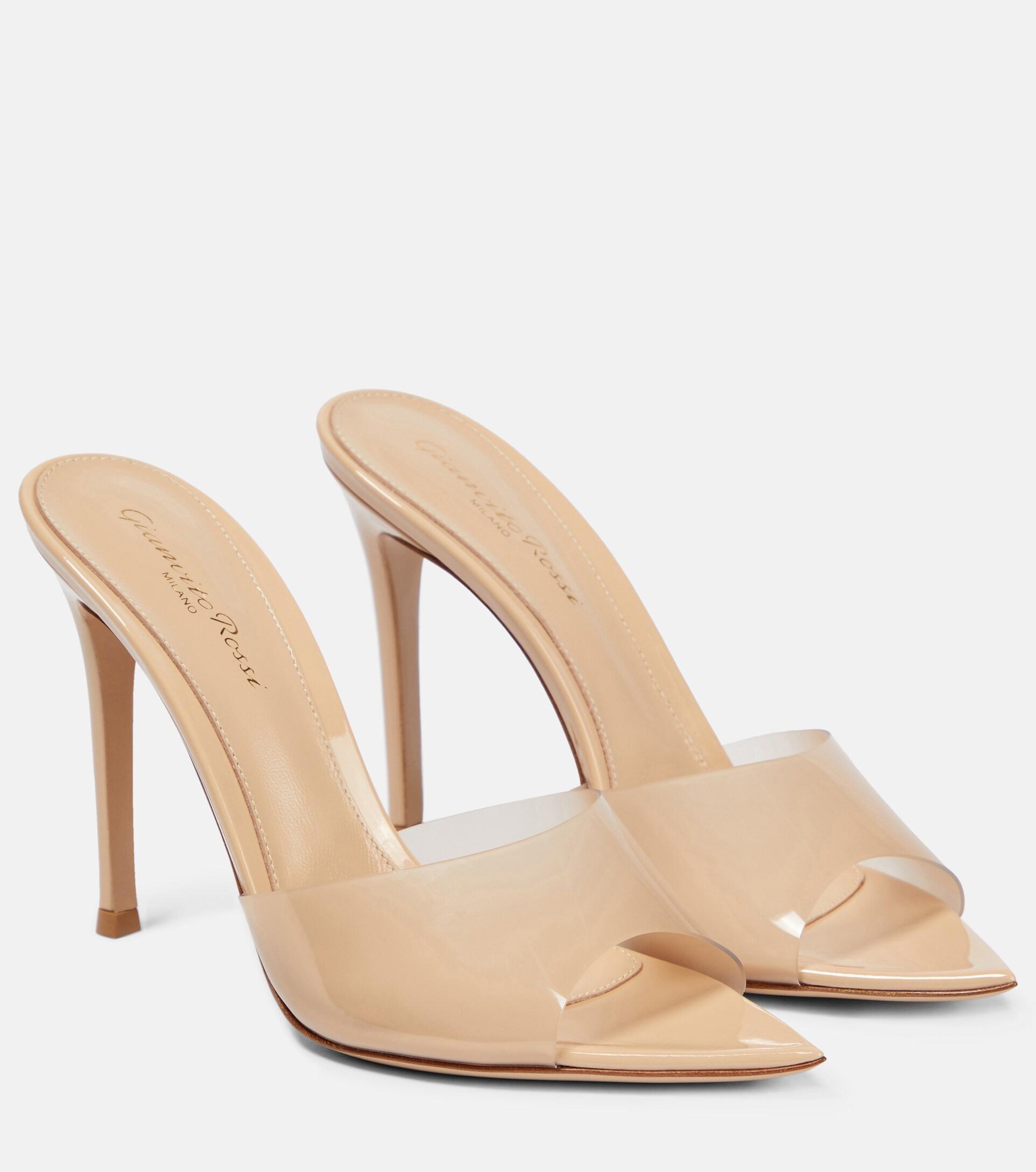 Gianvito Rossi Elle 105 Pvc And Patent Leather Mules in Natural | Lyst