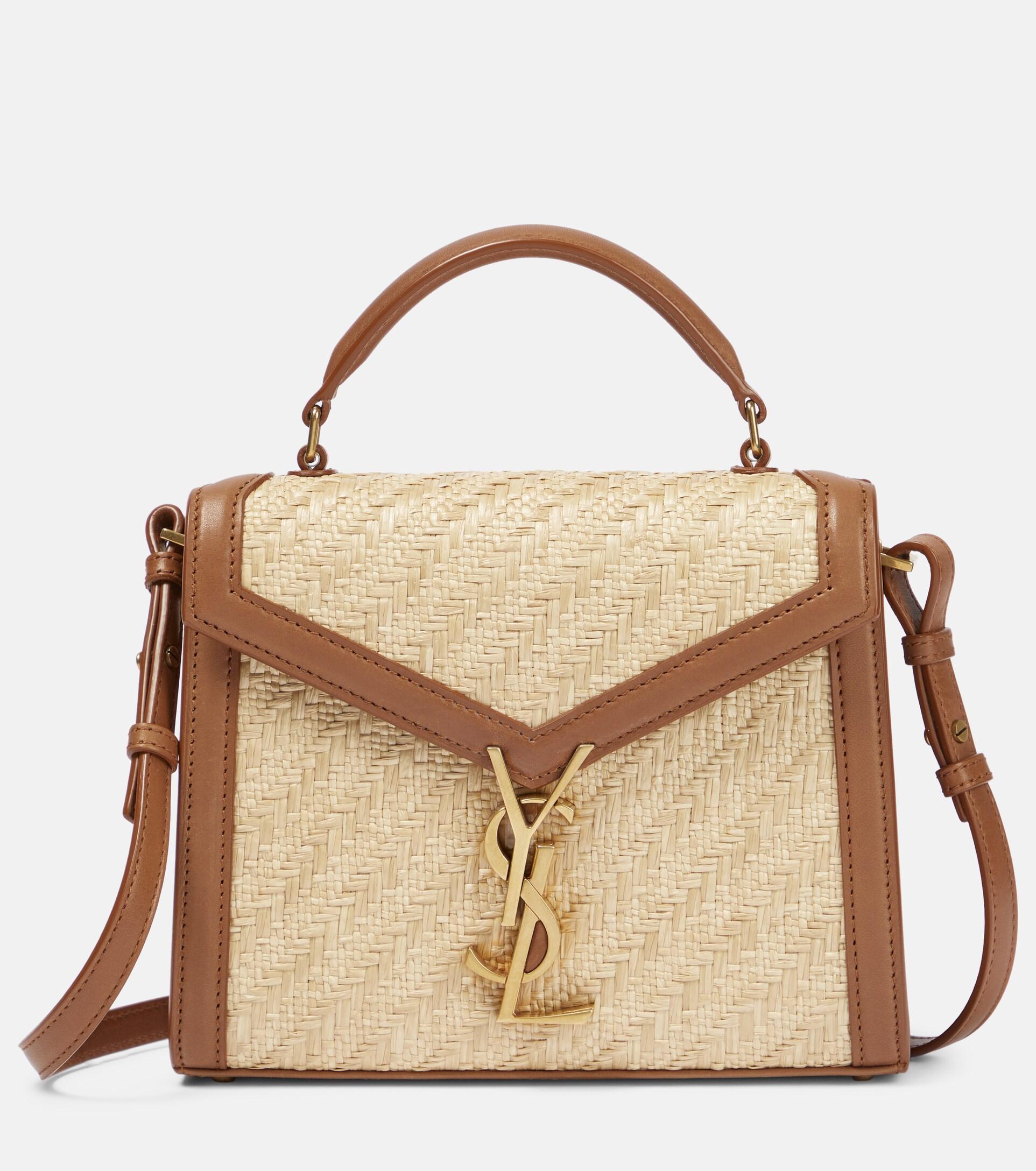 Saint Laurent Cassandra Mini Raffia Shoulder Bag in Natural | Lyst Saint Laurent Cassandra Mini Raffia Shoulder Bag in Natural | Lyst