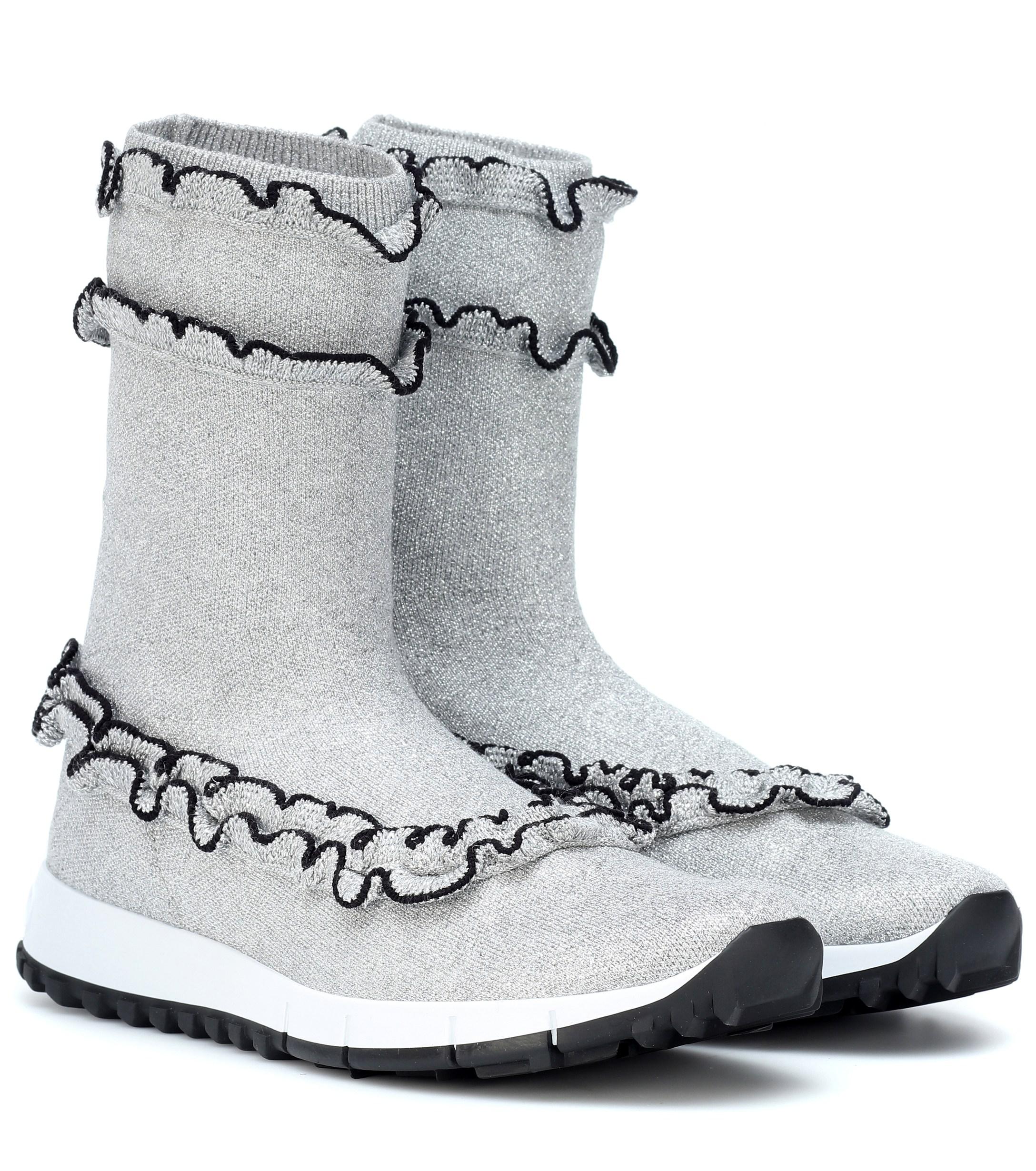 Jimmy Choo Eugene Ruffle Ankle Boots in Silver (Metallic) - Save 50% - Lyst