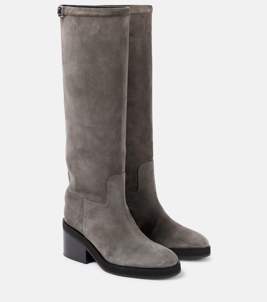 Jimmy Choo Yasmin 70 Suede Knee-High Boots in Gray | Lyst