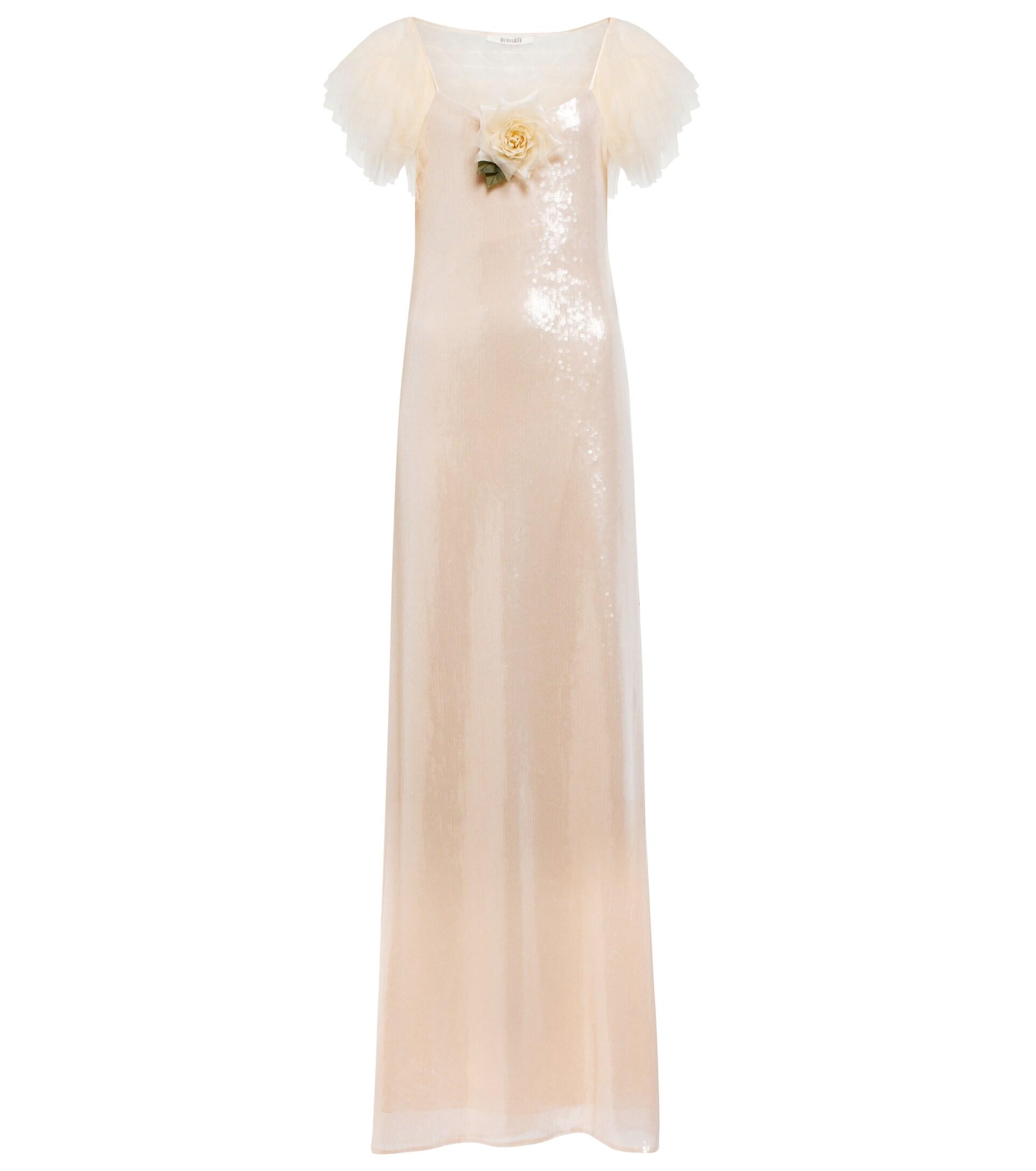 Rodarte Embellished Sequined Gown in Natural | Lyst