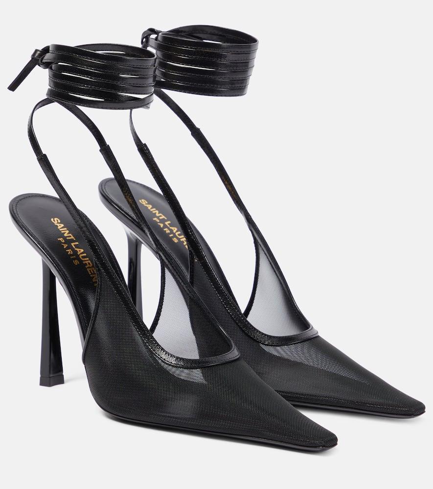 Saint Laurent Oxalis 110 Mesh Slingback Pumps in Black | Lyst