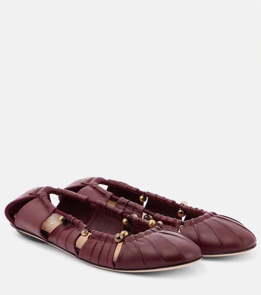 Chloé Luna Cutout Leather Ballet Flats in Brown | Lyst