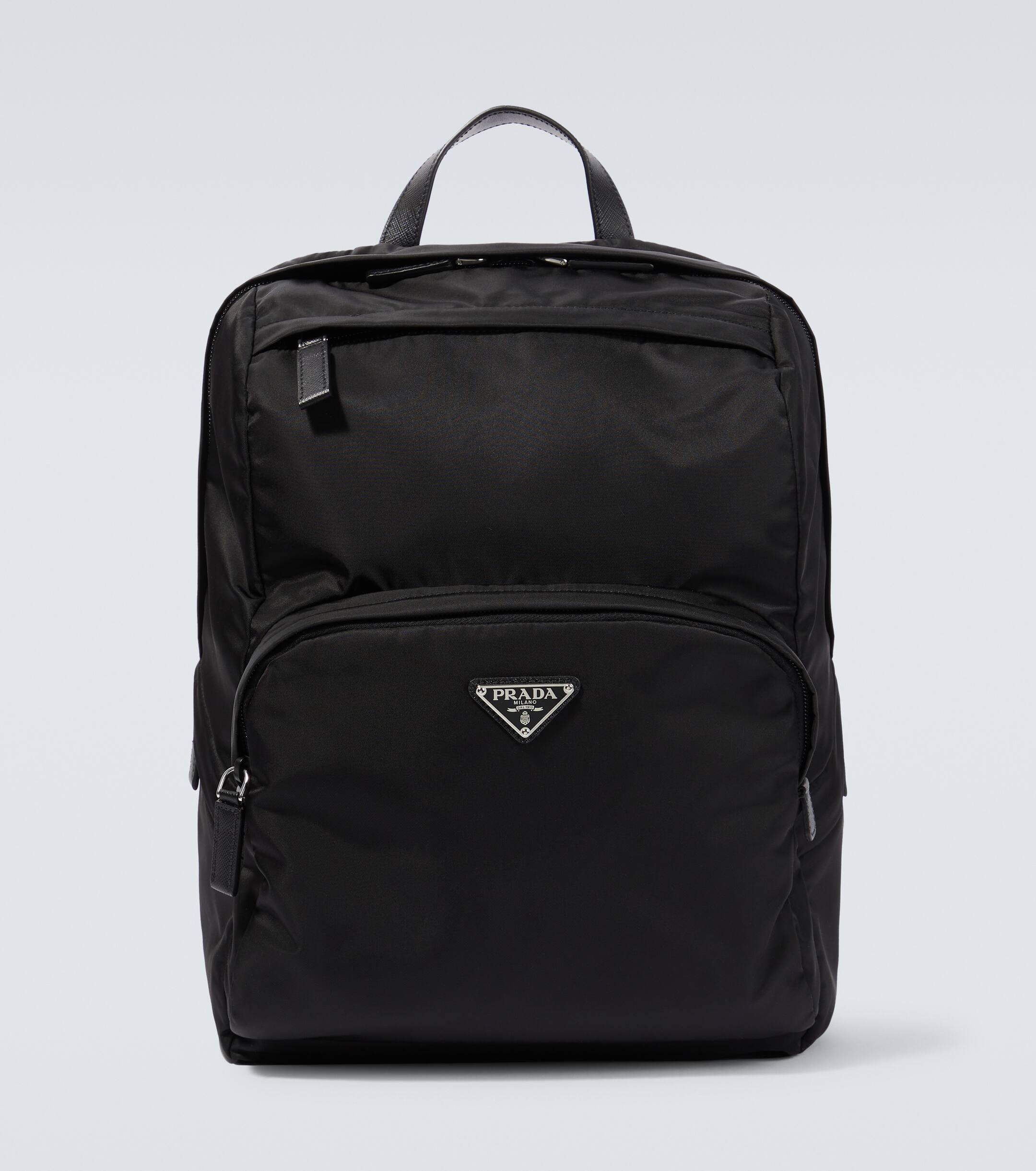 Prada Re-Nylon Logo Backpack in Black for Men | Lyst UK