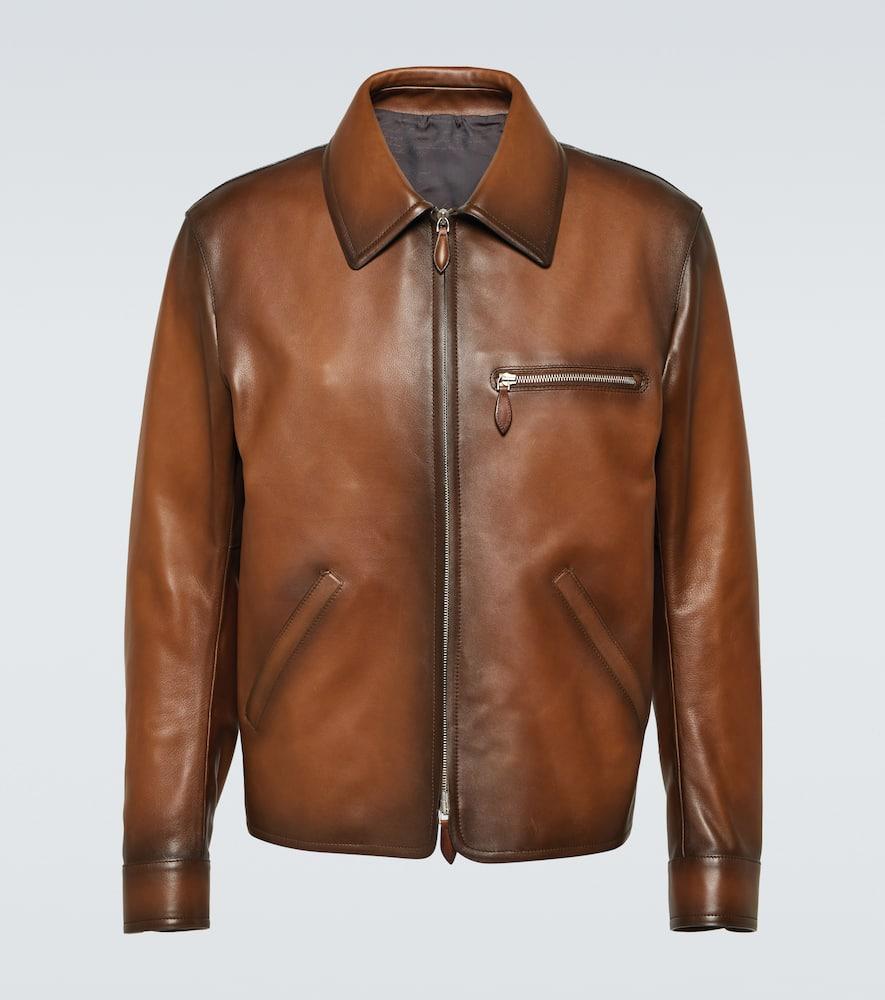 Berluti Patina 1 Jour Leather Blouson Jacket in Brown for Men | Lyst