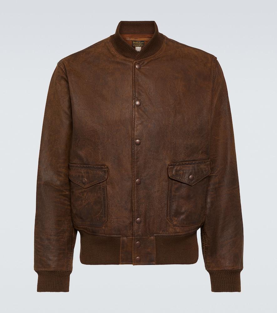 RRL Leather Bomber Jacket in Brown for Men | Lyst