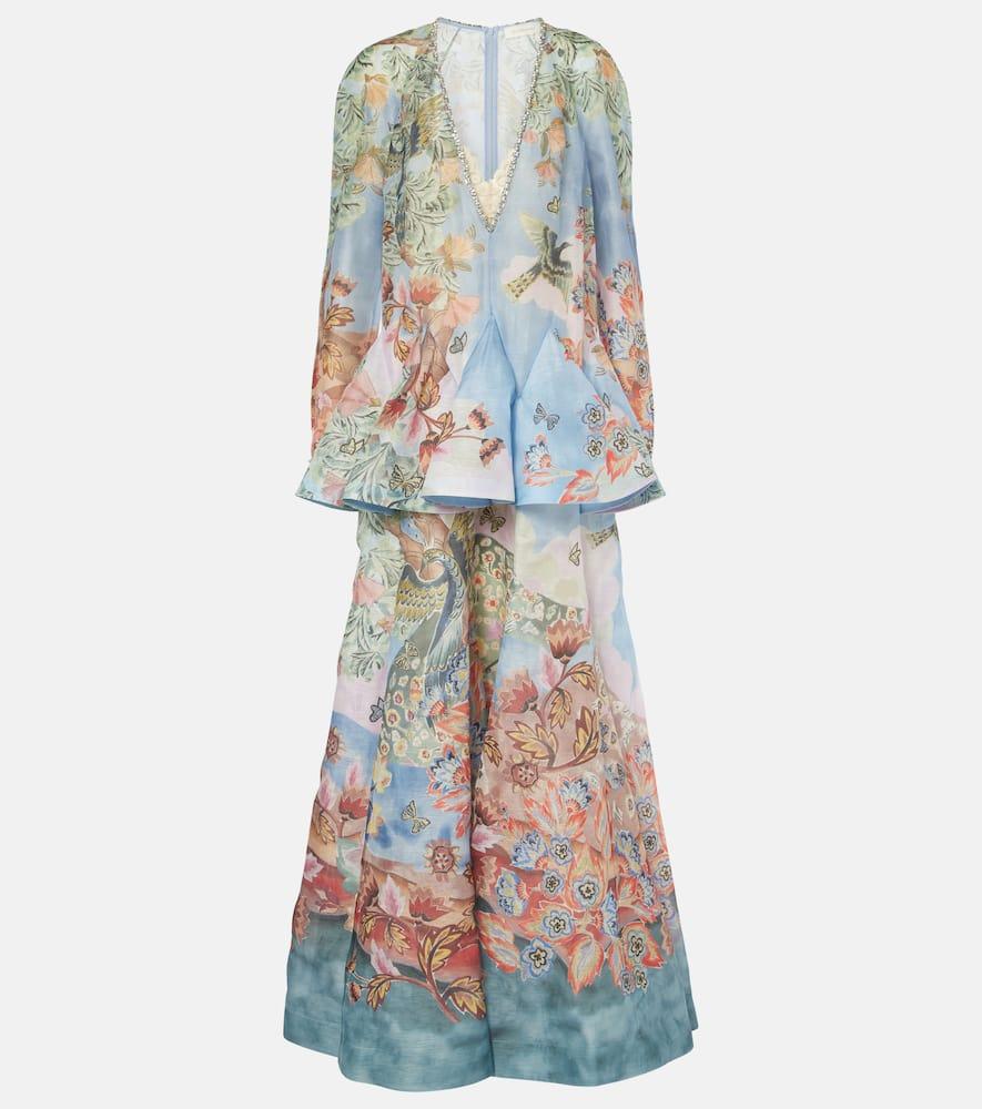 Zimmermann Illustration Floral Linen And Silk Gown in White | Lyst