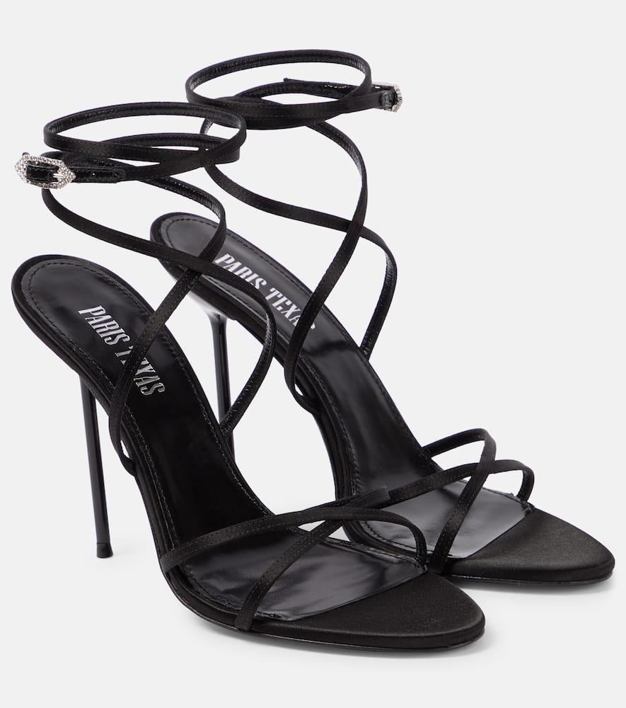 Paris Texas Liz Satin Sandals in Black | Lyst