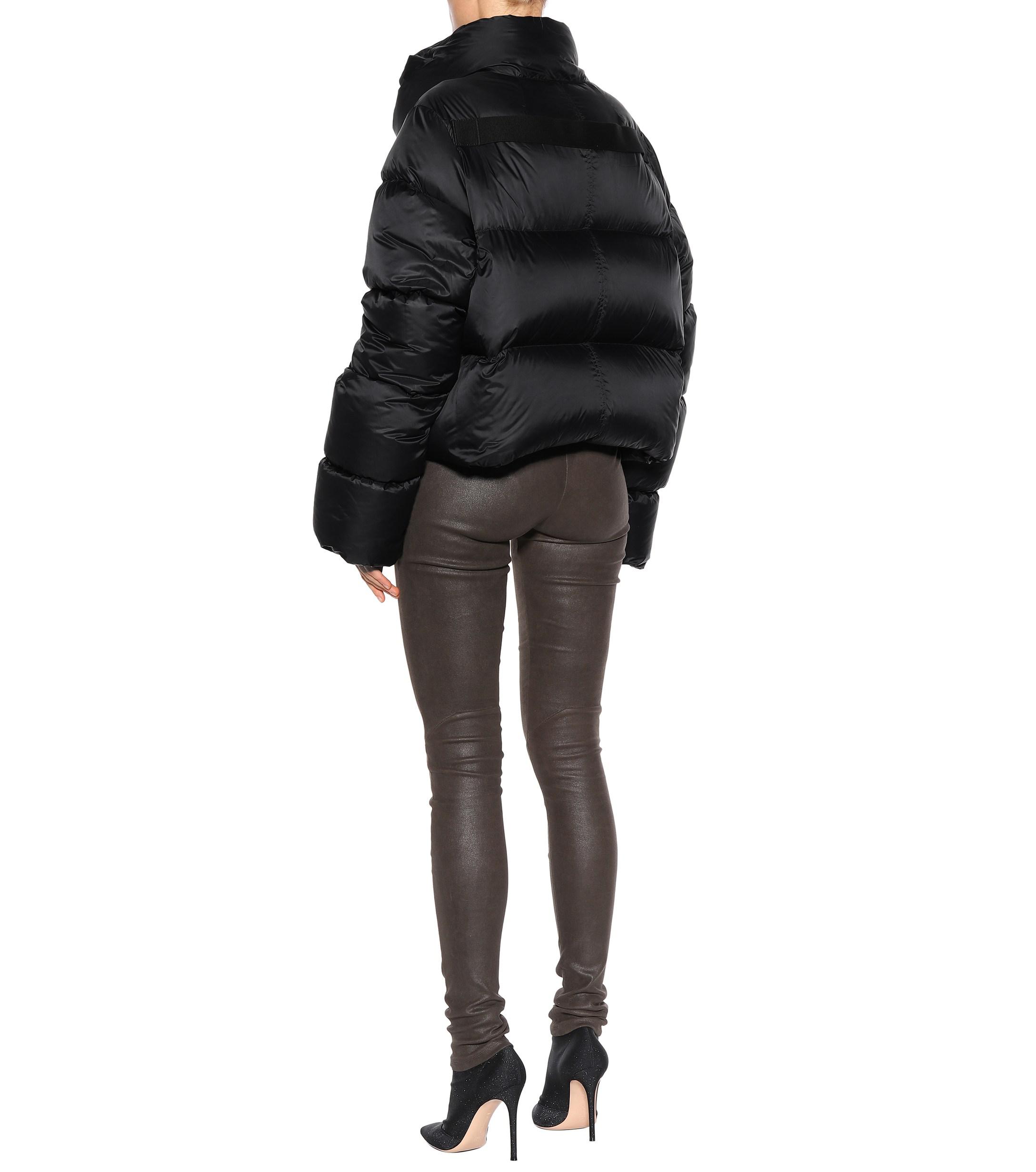 Rick Owens Synthetic Funnel-neck Puffer Coat in Black - Lyst
