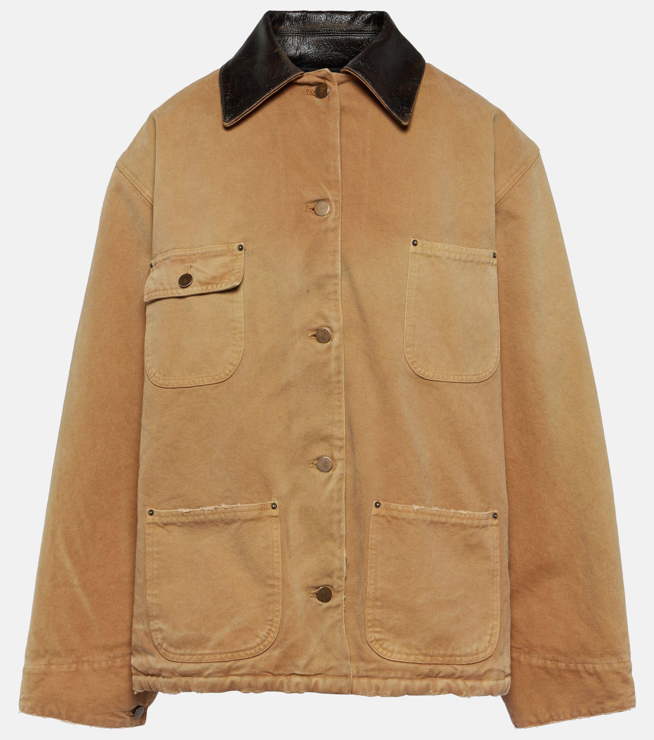 Prada Oversized Cotton Canvas Jacket in Brown | Lyst UK