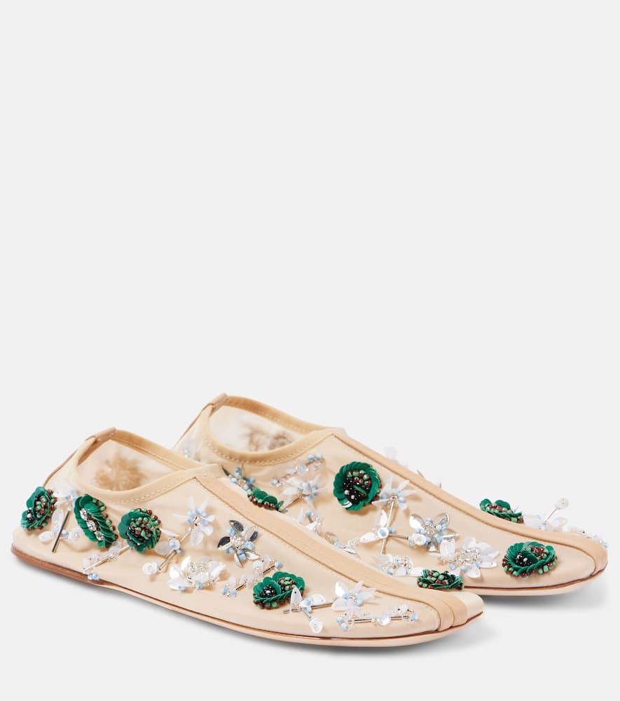 Christopher Esber Embla Embellished Mesh Ballet Flats in Natural | Lyst