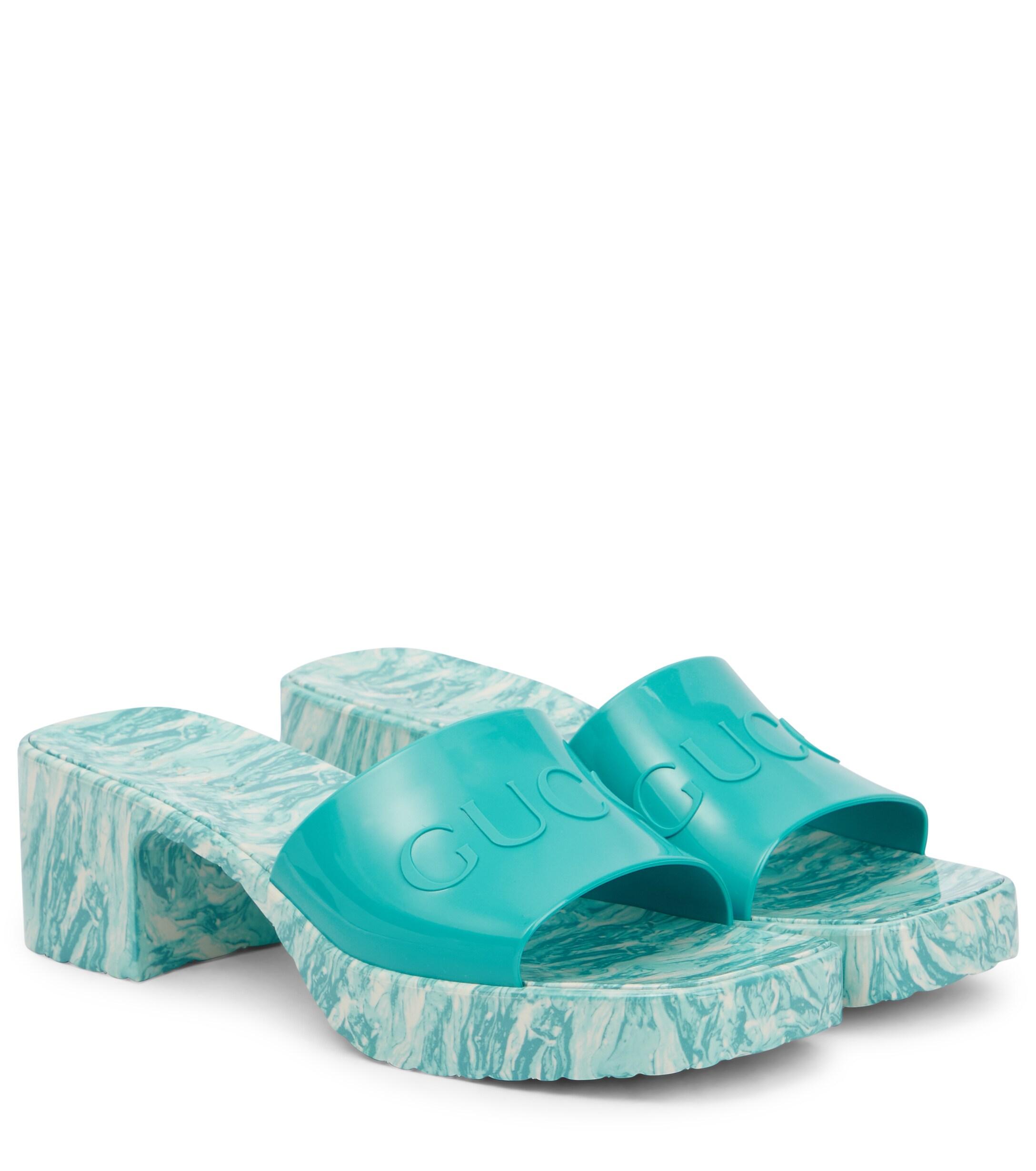 Gucci Marble-effect Rubber Mules in Blue | Lyst UK