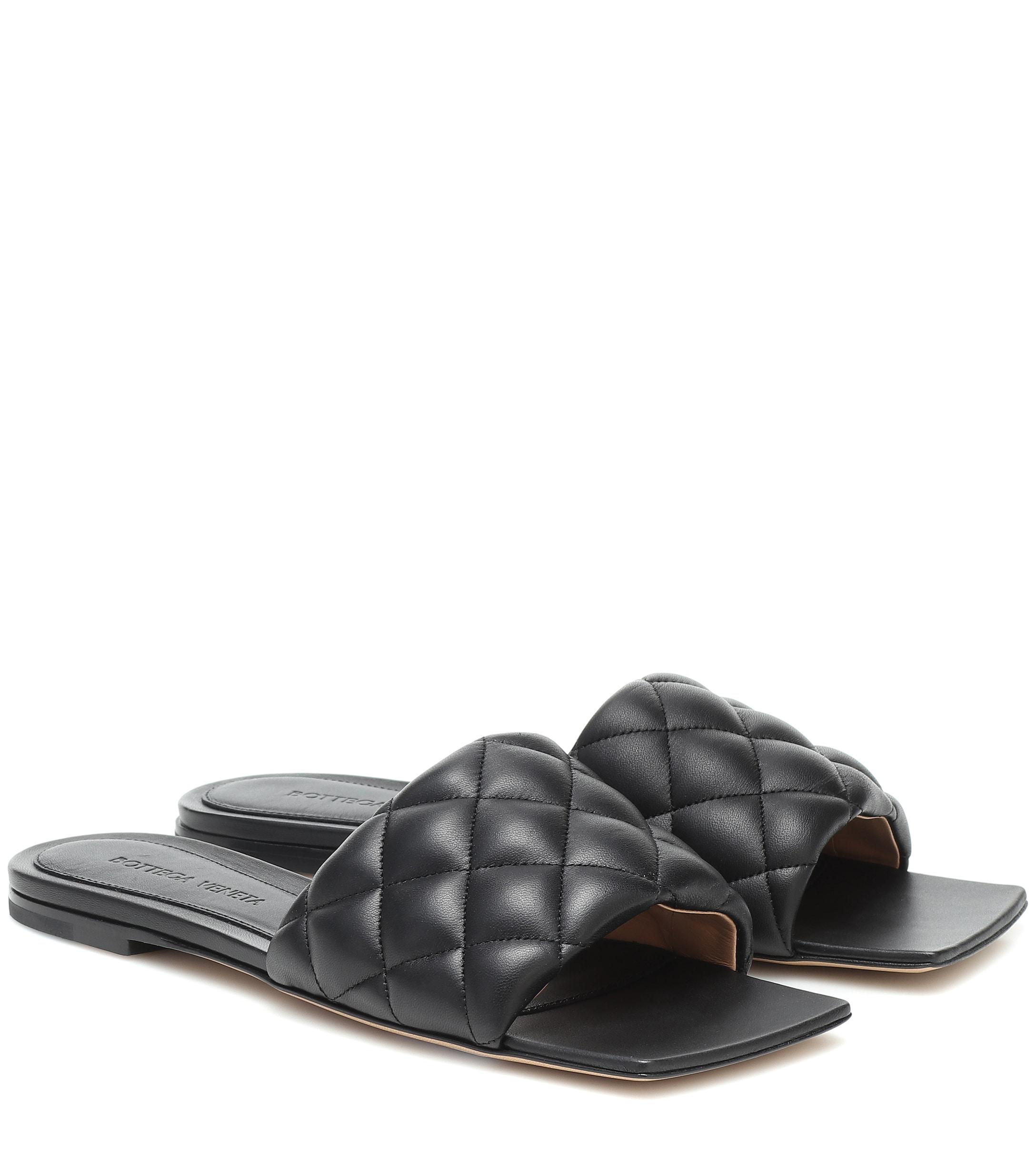 Bottega Veneta Padded Leather Sandals in Black - Lyst