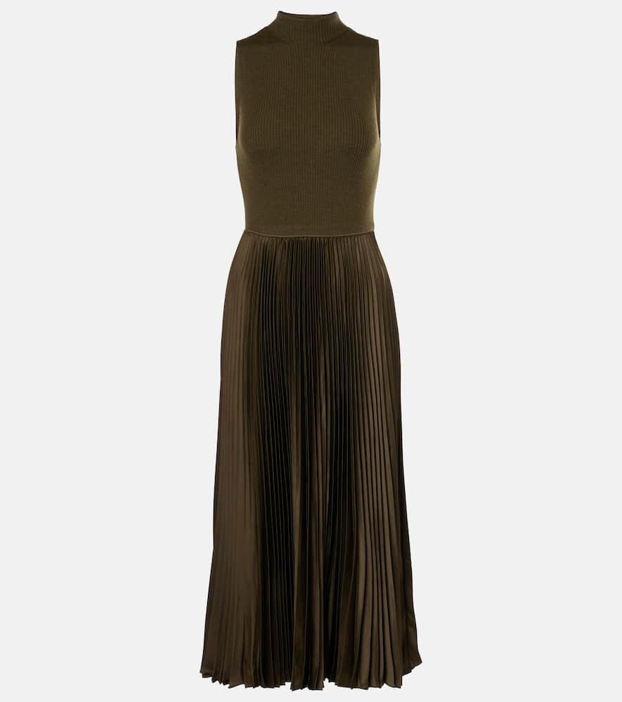 Polo Ralph Lauren Ribbed Wool-Blend Midi Dress in Green | Lyst