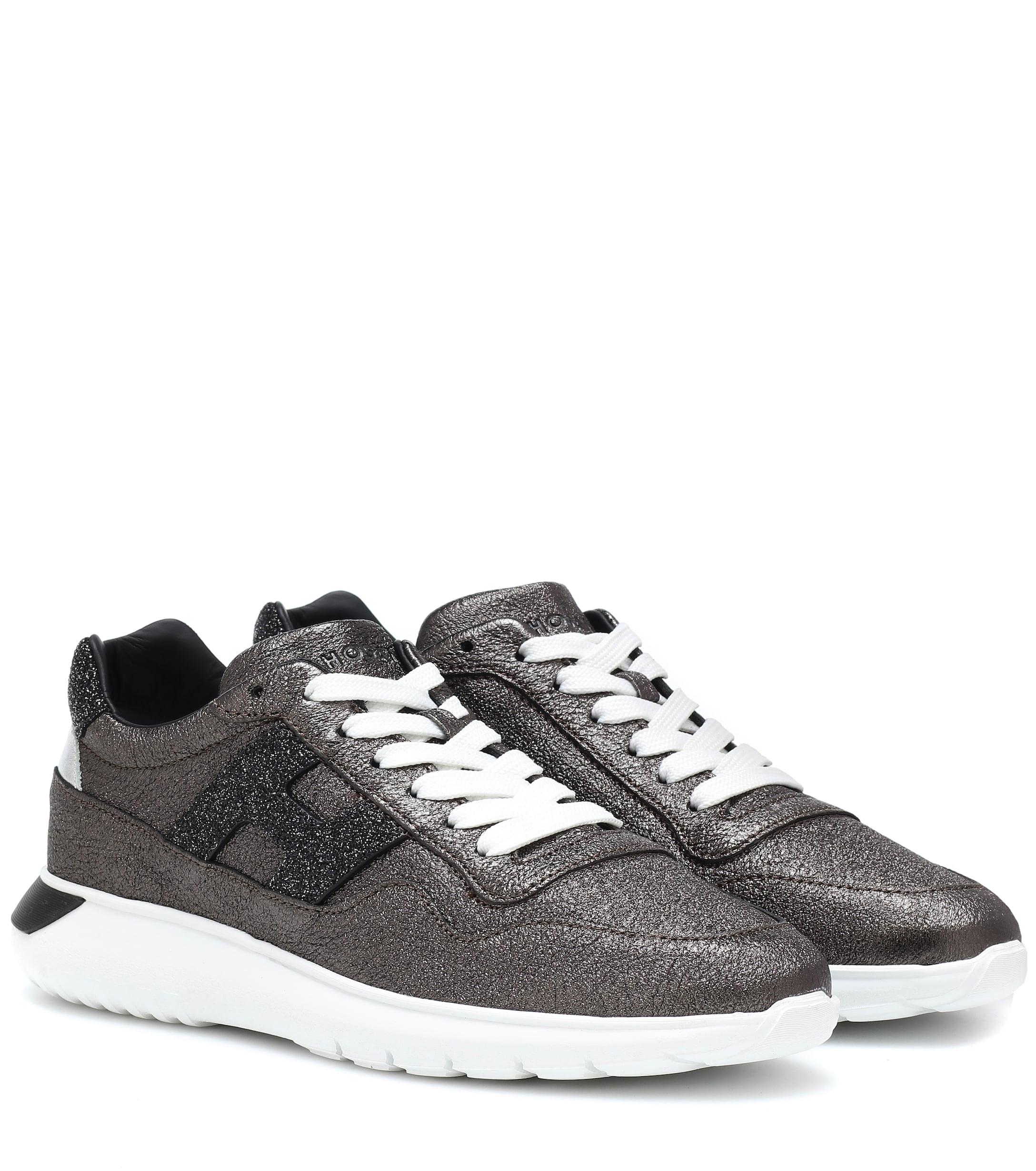 Hogan Interactive3 Metallic Leather Sneakers in Grey (Gray) - Lyst