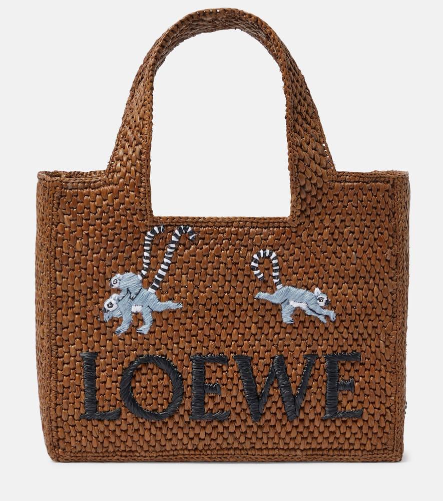 Loewe X Suna Fujita Font Small Raffia Tote Bag in Brown | Lyst