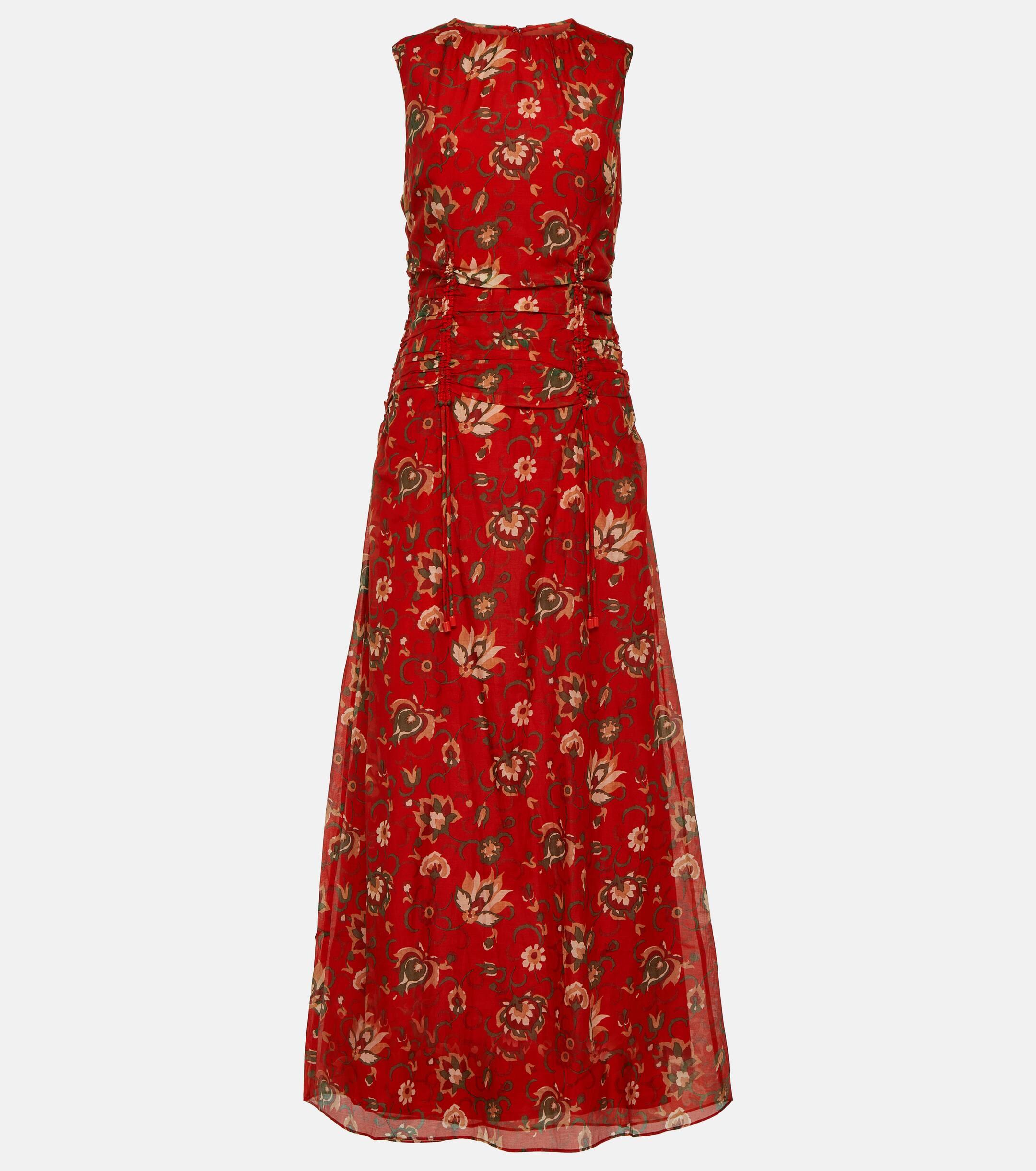 Sir. The Label Reyes Printed Cotton And Silk Maxi Dress in Red | Lyst UK