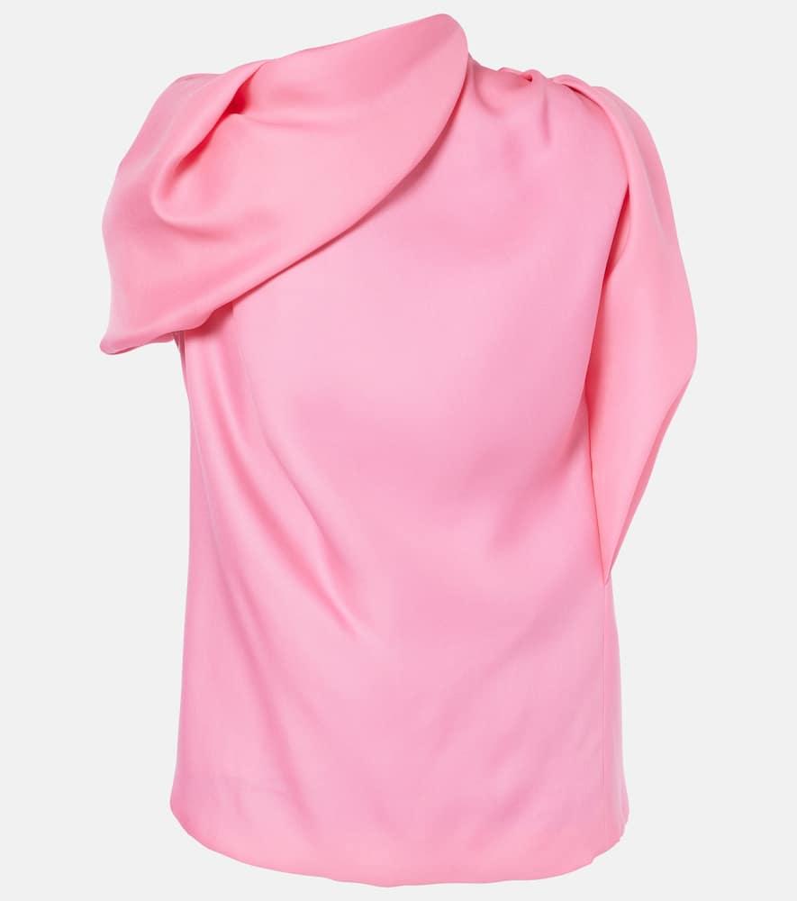 Dries Van Noten Draped Silk Satin Top in Pink | Lyst