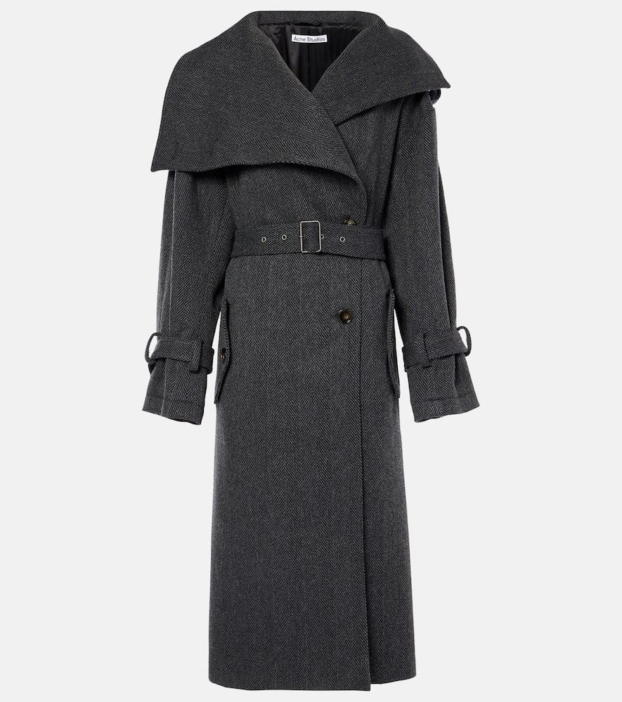 Acne Studios Belted Wool-Blend Coat in Black | Lyst