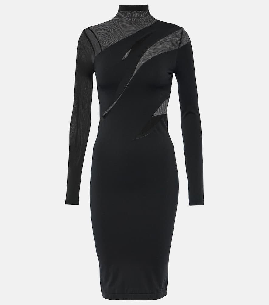 Wolford Sheer Opaque Midi Dress in Black | Lyst