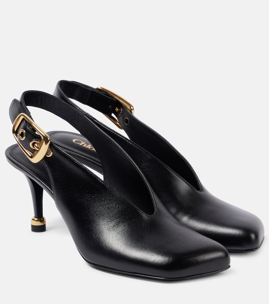 Chloé Andrea Leather Slingback Pumps in Black | Lyst