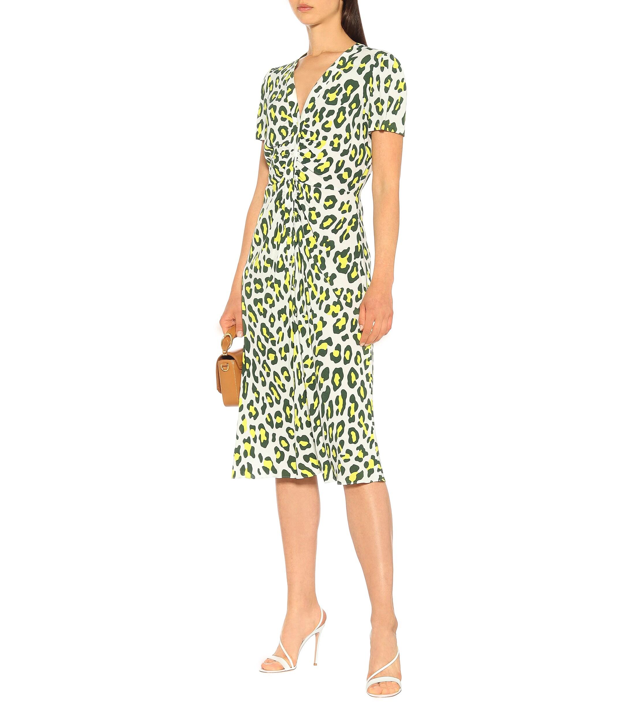 Diane Von Furstenberg Cecilia Leopard Print Midi Dress In Green Lyst